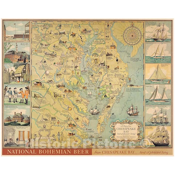 Buy Historic Map - A map of The Chesapeake Bay :Land of Pleasant Living ...