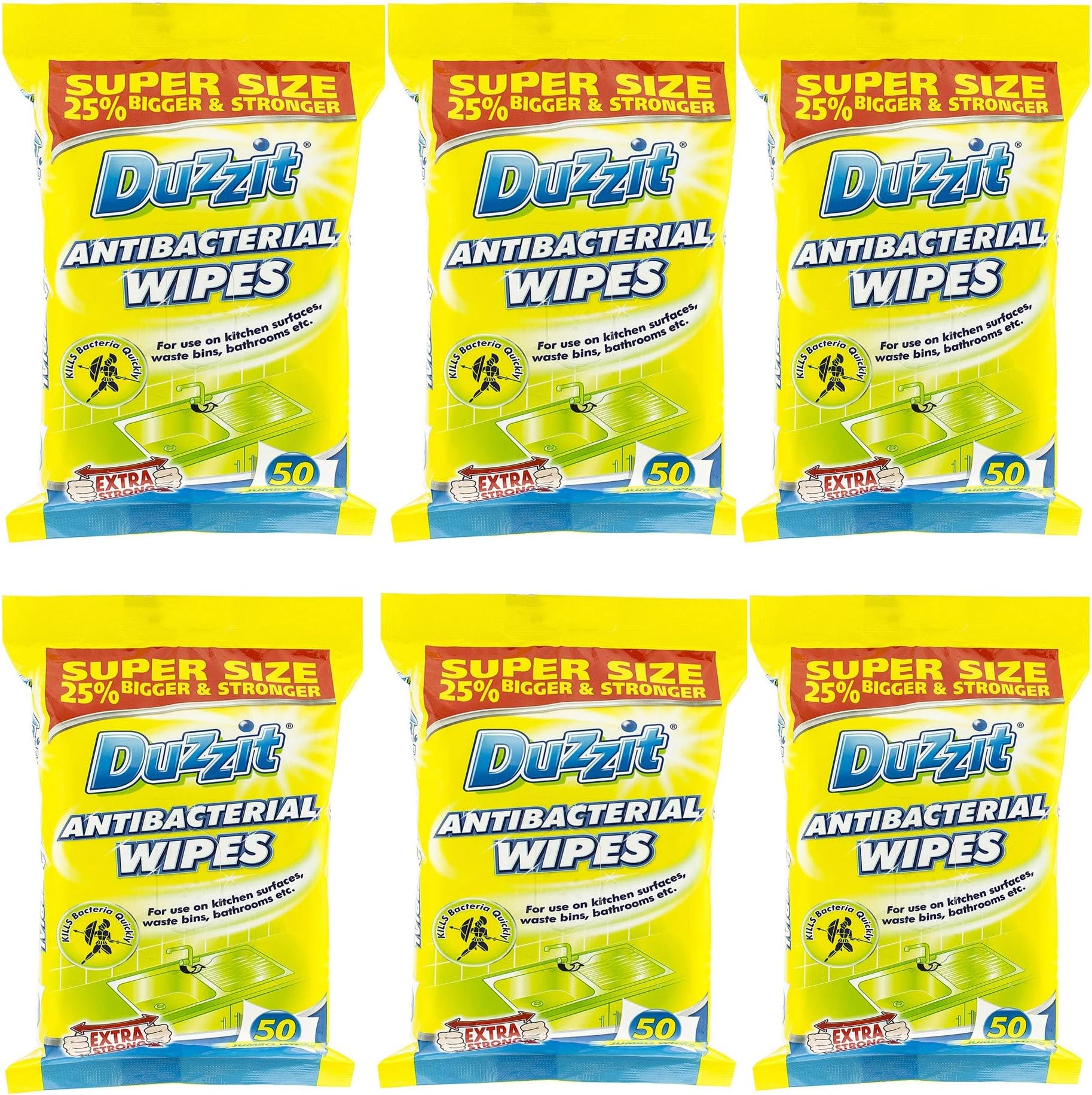 Duzzit 300 Antibacterial Wipes Multipack. Kills 99.9% Of Bacteria ...