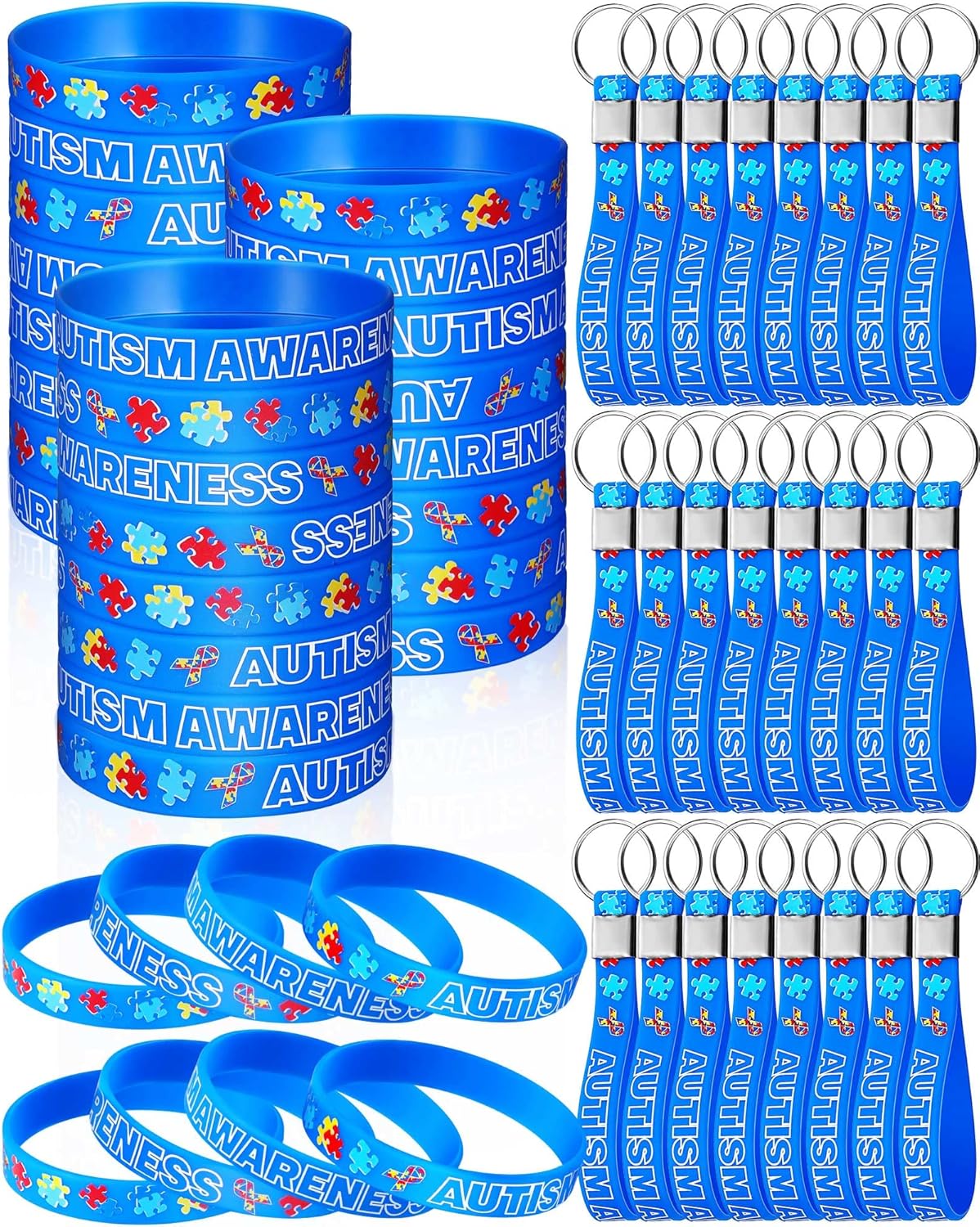 Amazon.com: Junkin 48 Pcs Autism Awareness Silicone Bracelets Autism ...