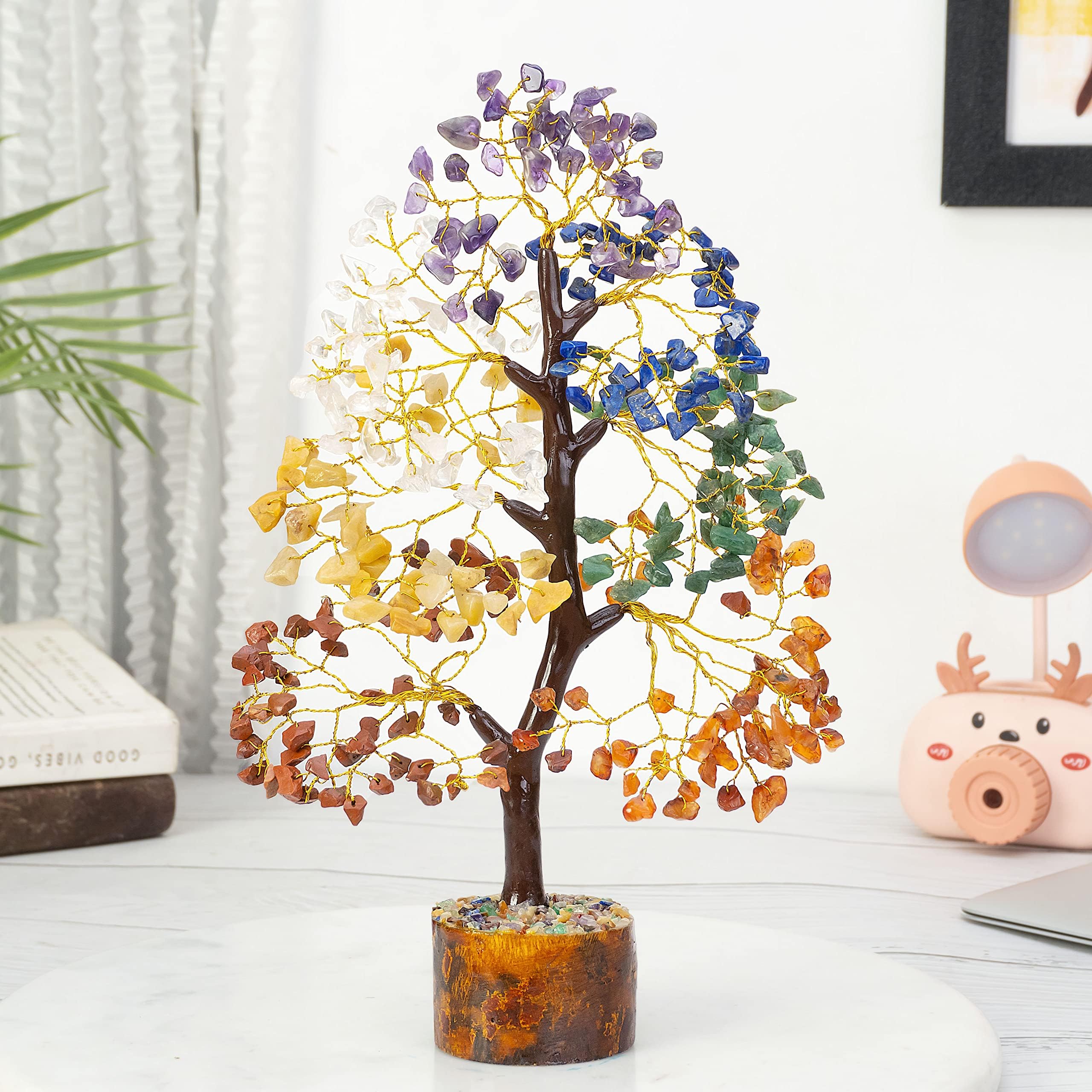 Buy HindCraft Seven Chakra Crystal Tree Good Luck Showpiece for Home ...