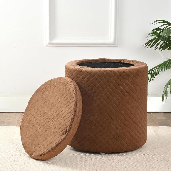 Homeaccex Storage Ottoman Stool for Living Room, Upholstered Tufeted ...