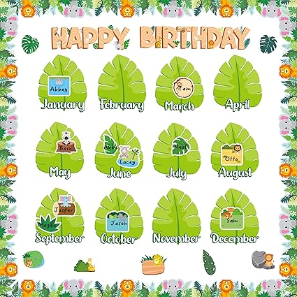 Amazon.com: BeYumi Jungle Animal Bulletin Board Set - 75Pcs Forest ...