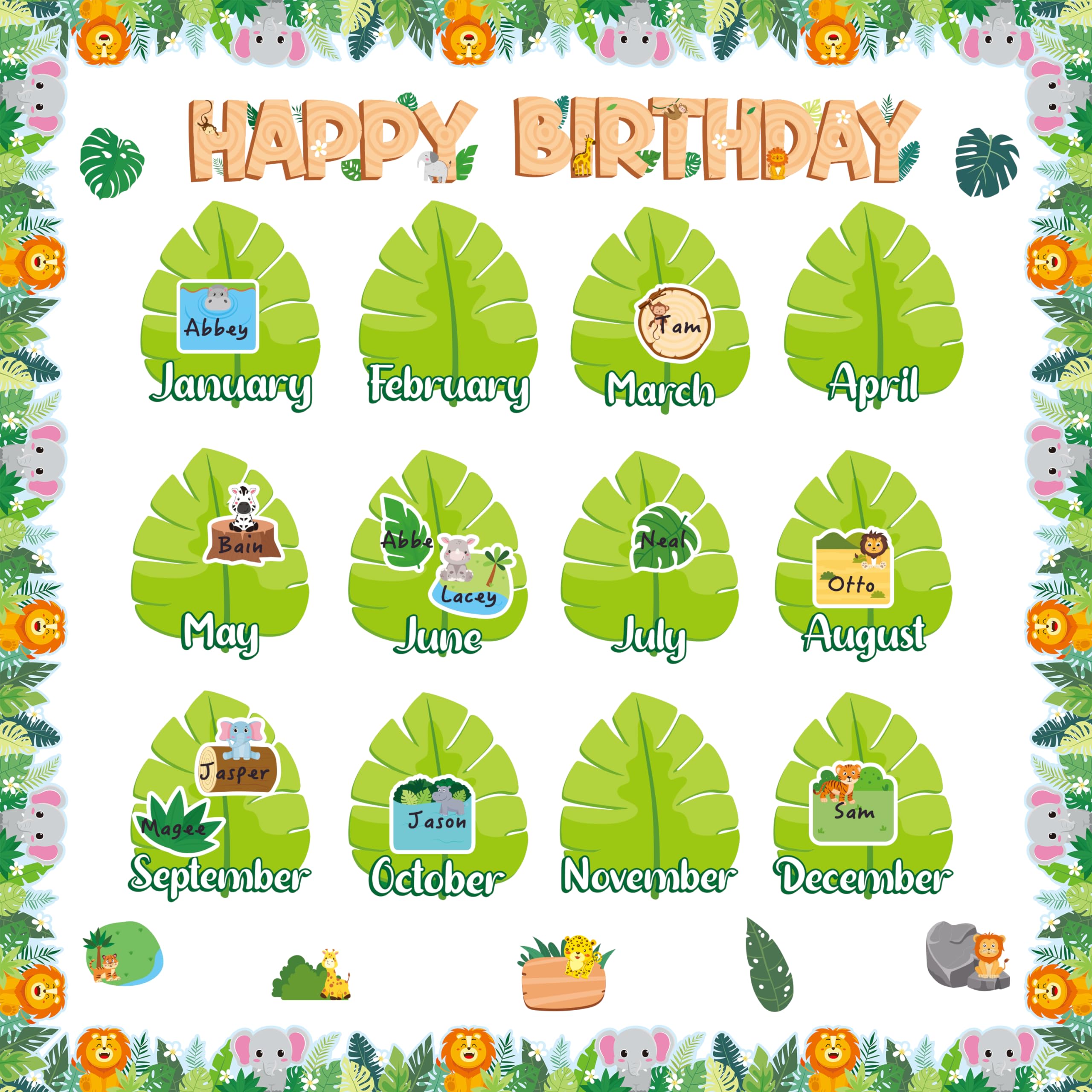 Amazon.com: BeYumi Birthday Bulletin Board Decorations - 75Pcs Jungle ...