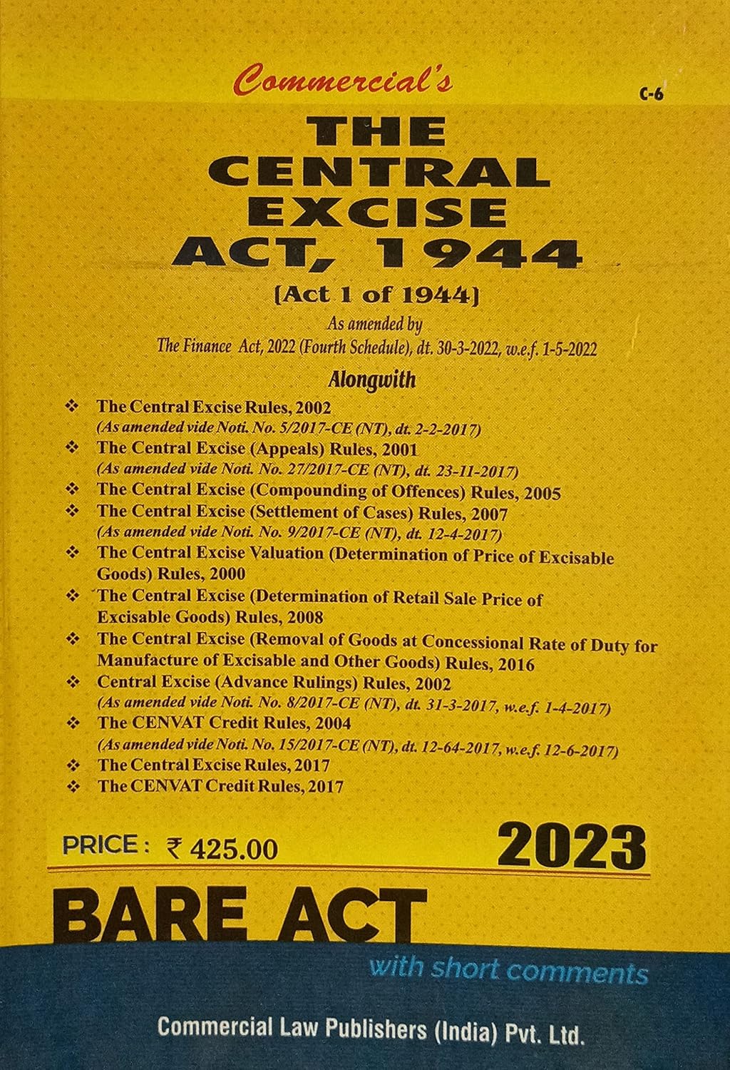Buy Central Excise Act, 1944 alongwith Central Excise Rules, 2002 ...
