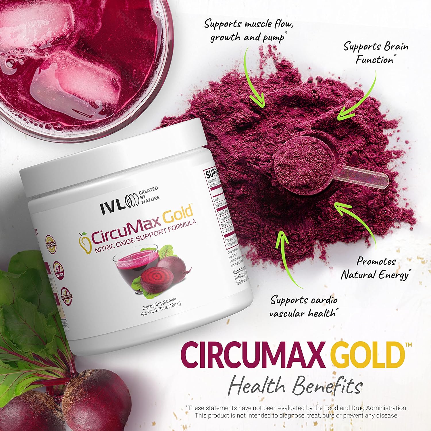 CircuMax Gold – Suplemento de óxido nítrico en polvo – Remolacha ...
