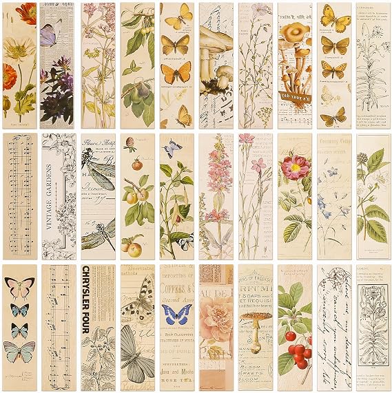 Amazon.com: 30Pcs Vintage Paper Bookmarks, Butterfly Flower Themed Book ...