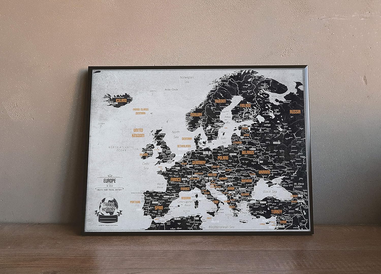 Pin Board Europe Travel Map + Bonus 100 Pins, Europe Travel Map with ...