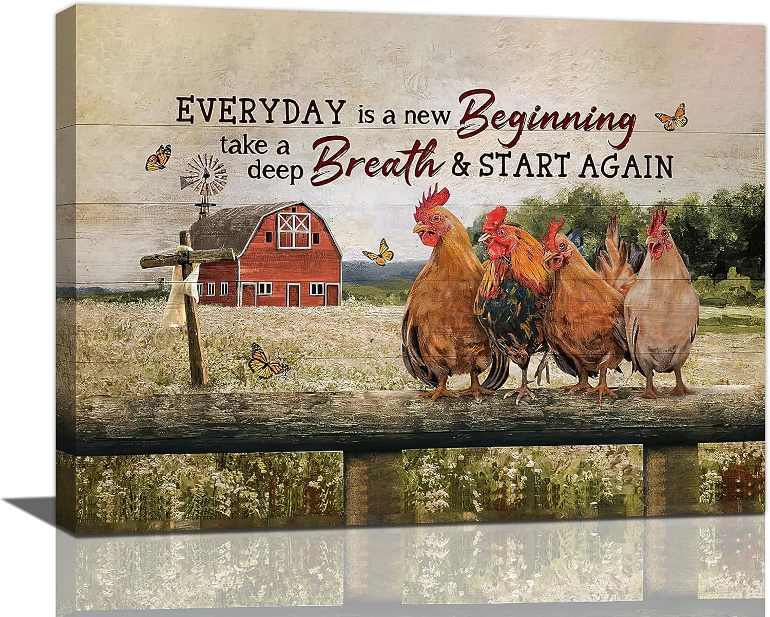 Amazon.com: Farmhouse Rooster Wall Art Country Chicken Kitchen Pictures ...