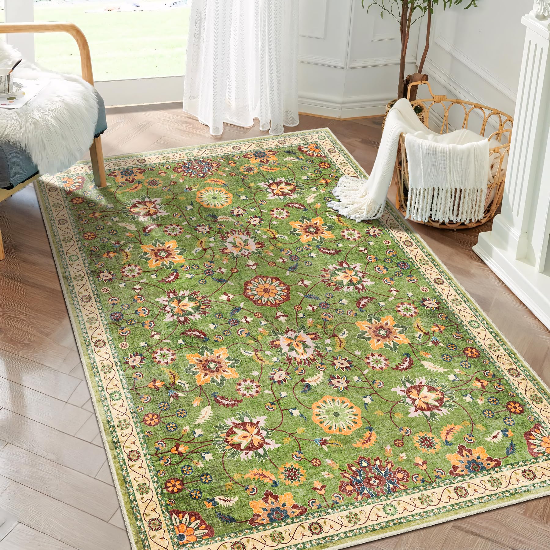 Amazon.com: YesRug Green Rug 3x5, Boho Small Area Rug Vintage Rug for ...