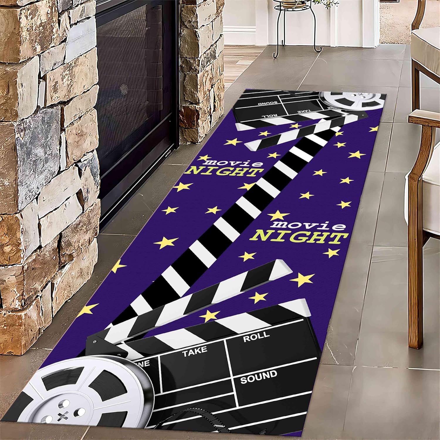 Amazon.com: Puyosvr Retro Home Theater Hallway Rug,2x7ft,Classic Black ...