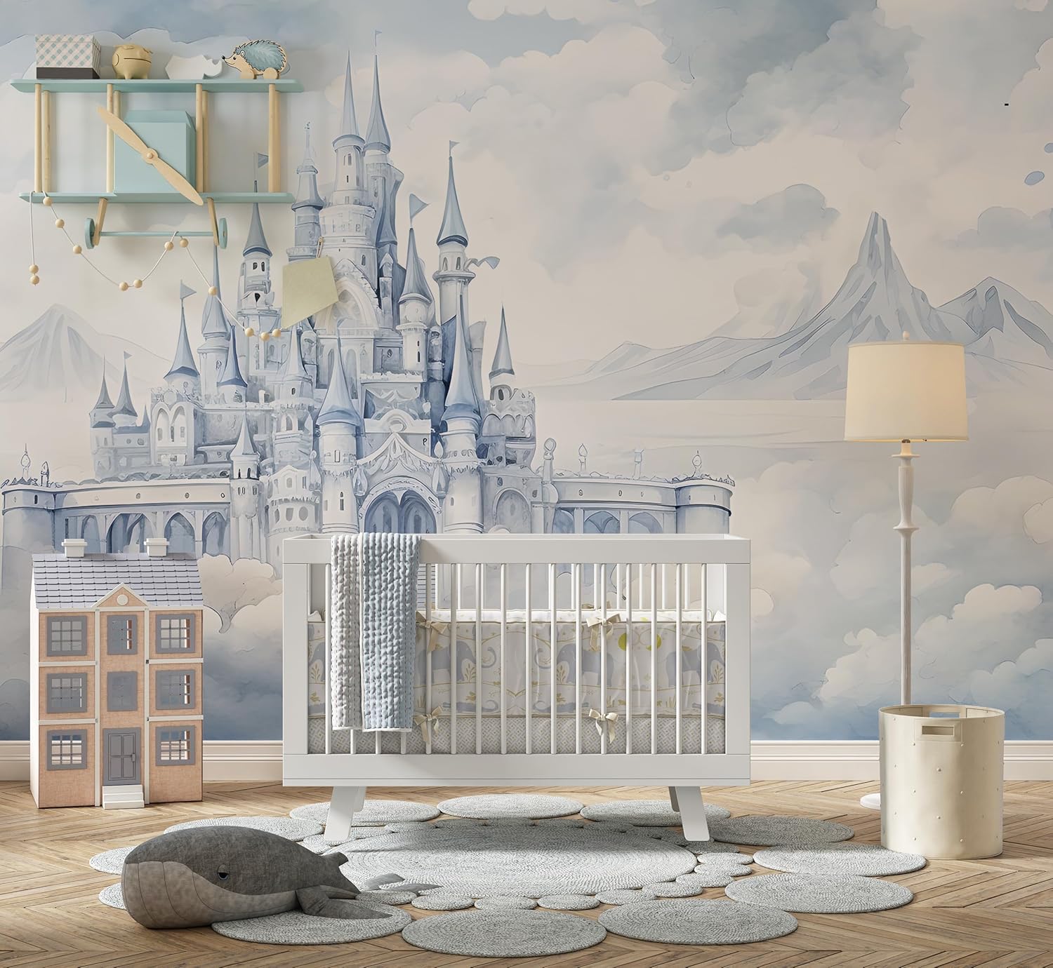 Amazon.com: Fairytale Castle Mural - Blue Nursery Peel and Stick ...