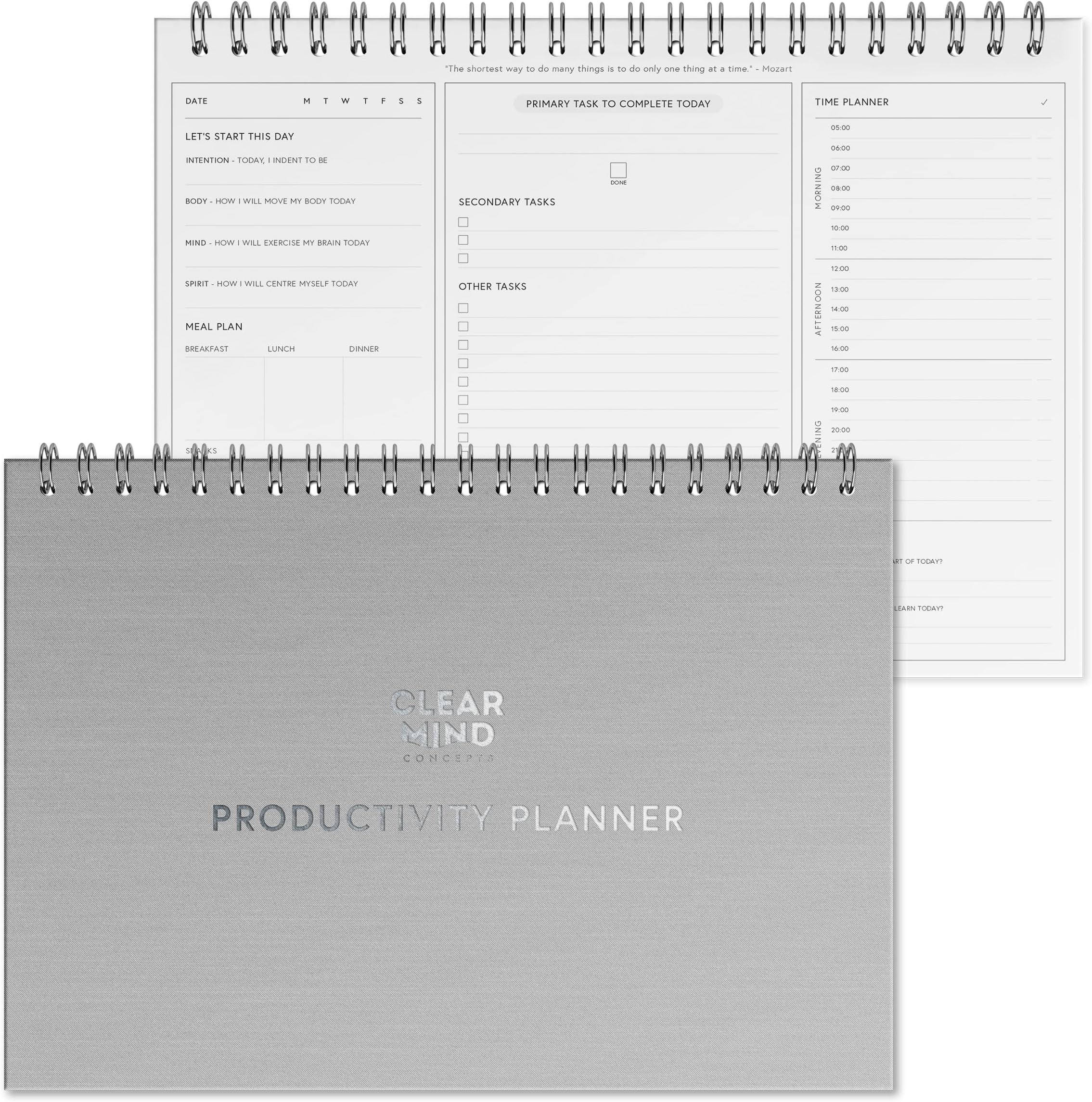 Daily Productivity Planner by Clear Mind Concepts® - A4 Spiral Bound ...