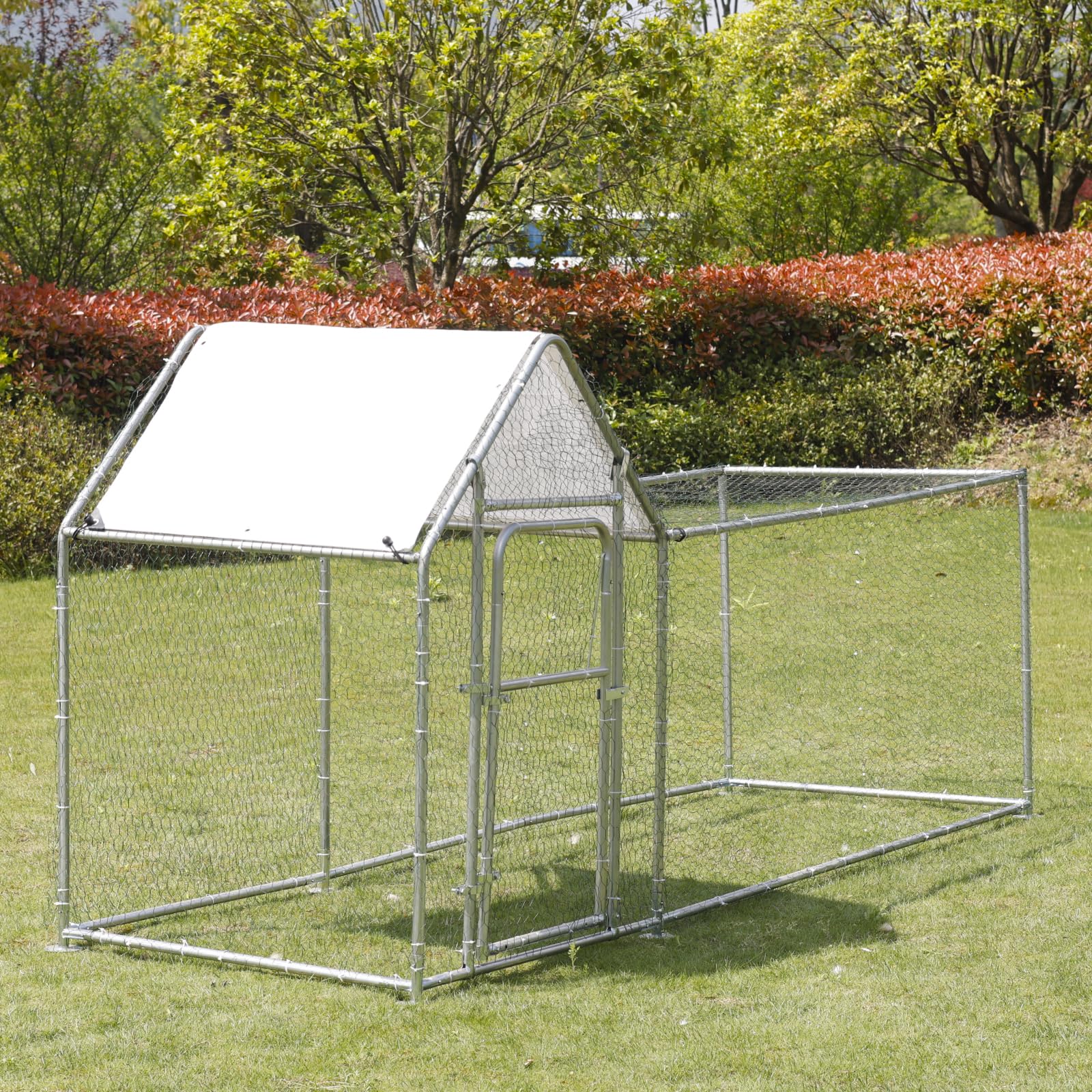 Large Metal Chicken Coop, Walk in Poultry Cage Hen Run House Rabbits ...