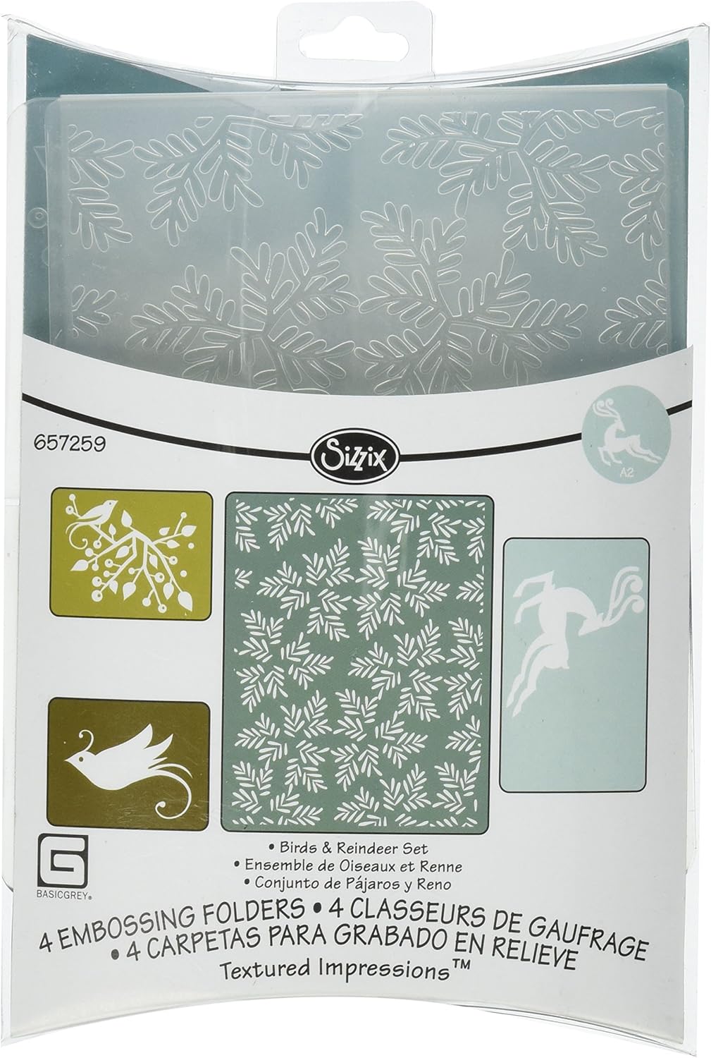 Amazon.com: Sizzix Textured Impressions Embossing Folders 4PK - Birds ...