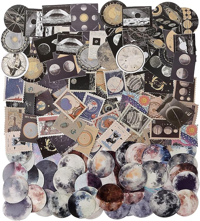 Amazon.com: 138PCS Vintage Astronomy Stickers Space Galaxy Moon Planets ...