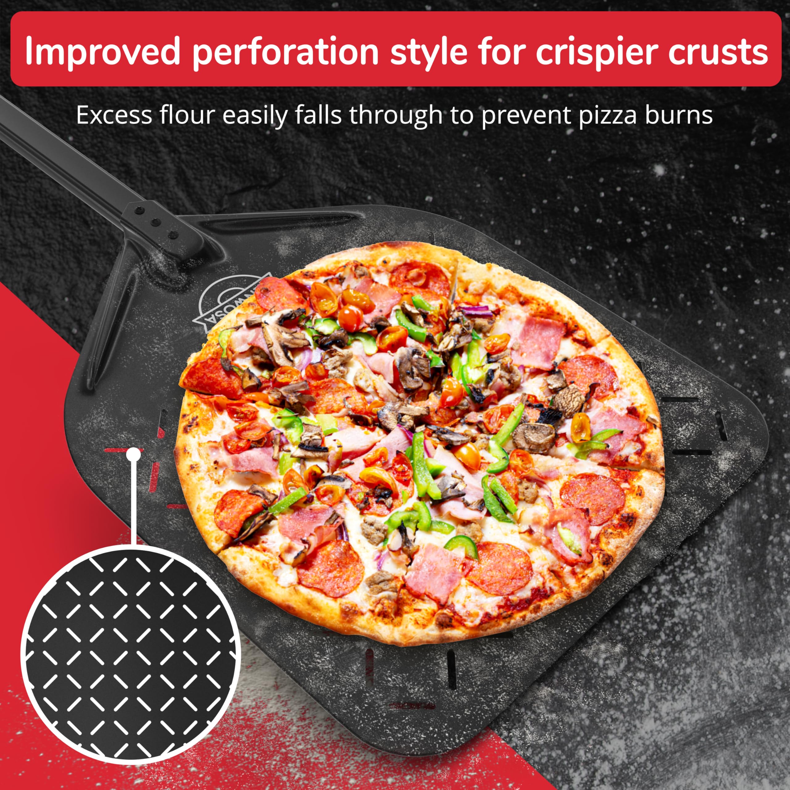 Snapklik.com : Senwosa Non Stick Pizza Peel 14 Inch - Perforated Pizza ...