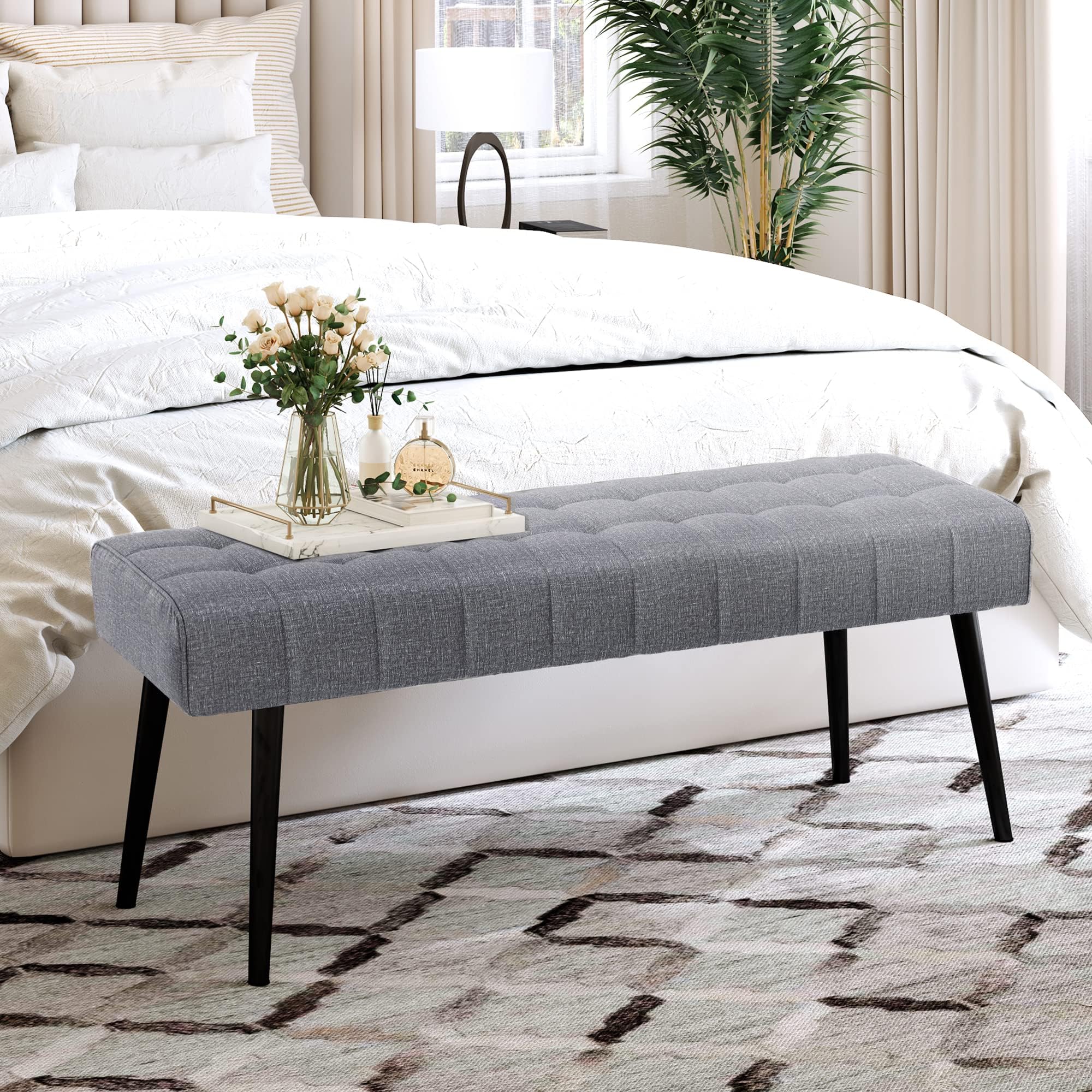 Amazon.com: Yaheetech Modern Ottoman Bench Velvet Bench Upholstered ...