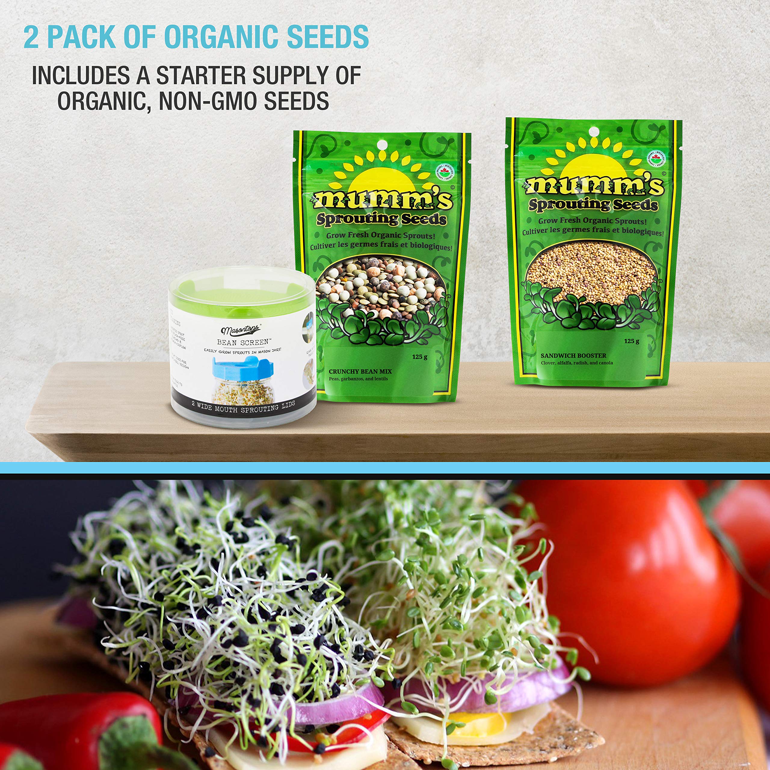 Snapklik.com : Masontops Bean Sprouts Growing Kit - 2 Bean Screen ...