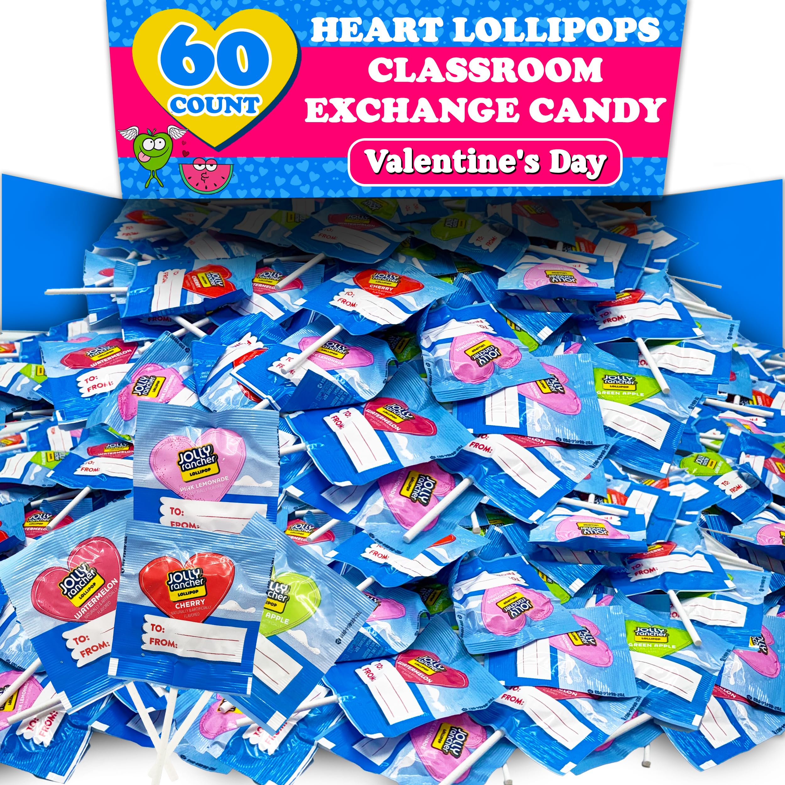 Snapklik.com : Valentines Day Heart Lollipops Bulk Pack, 60-Count ...