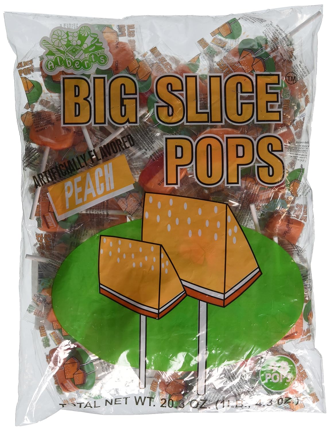 Amazon.com : Big Slice Pop Peach 48 Pop Bag : Suckers And Lollipops ...