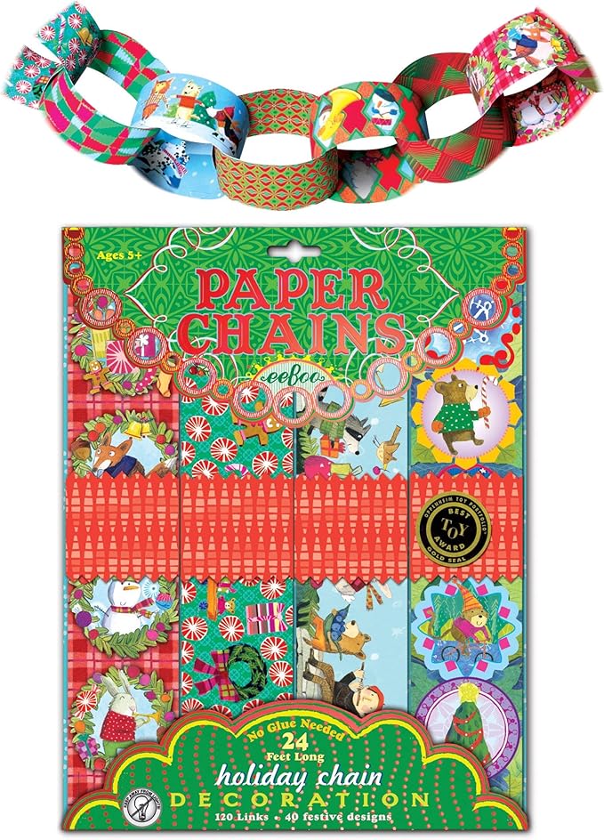 Amazon.com: eeBoo: Holiday Paper Chain Decoration, 120 Links, 40 ...
