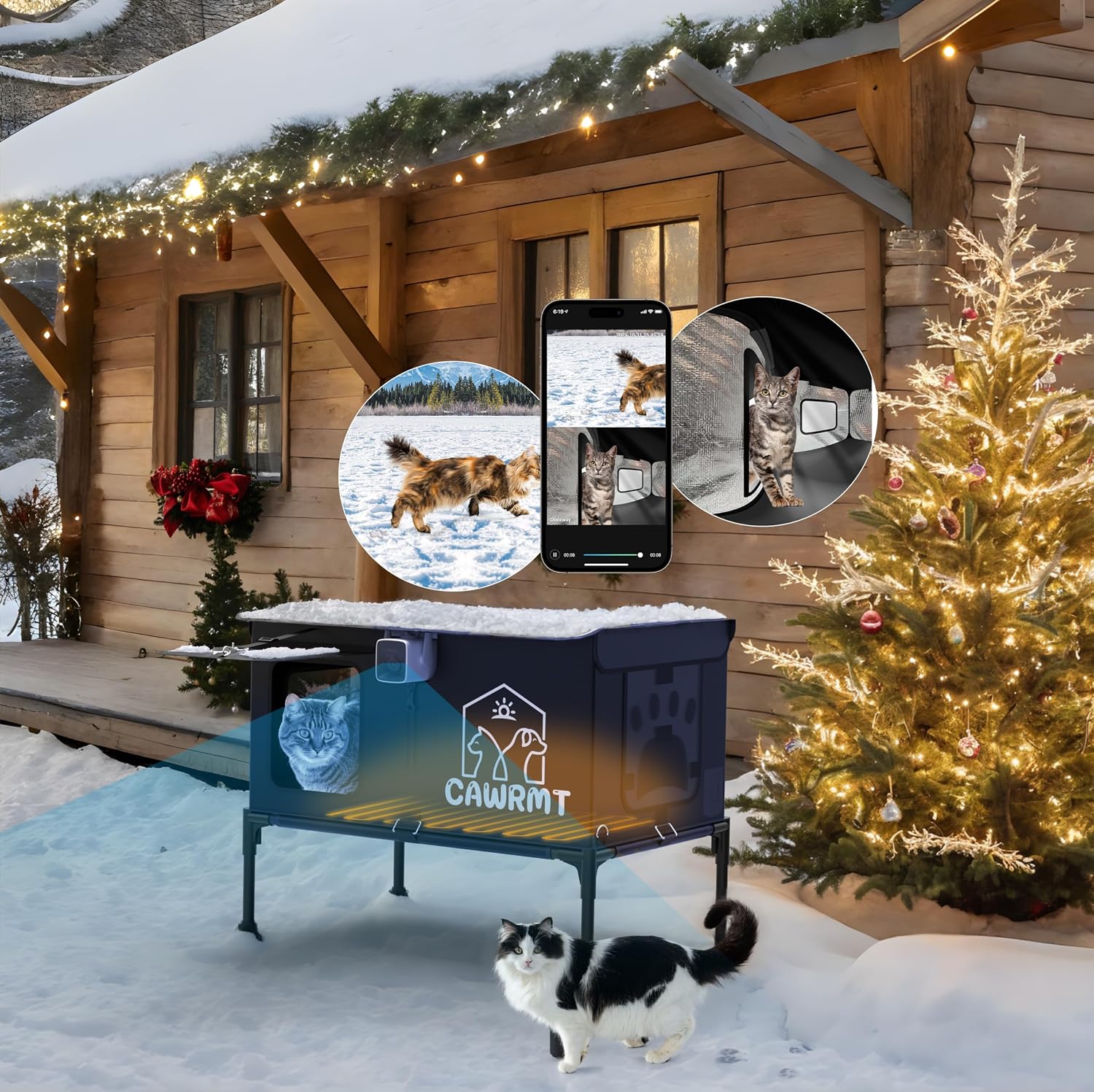 Amazon.com: Pliow Heated Cat House, Outdoor Insulated Waterproof, Smart ...