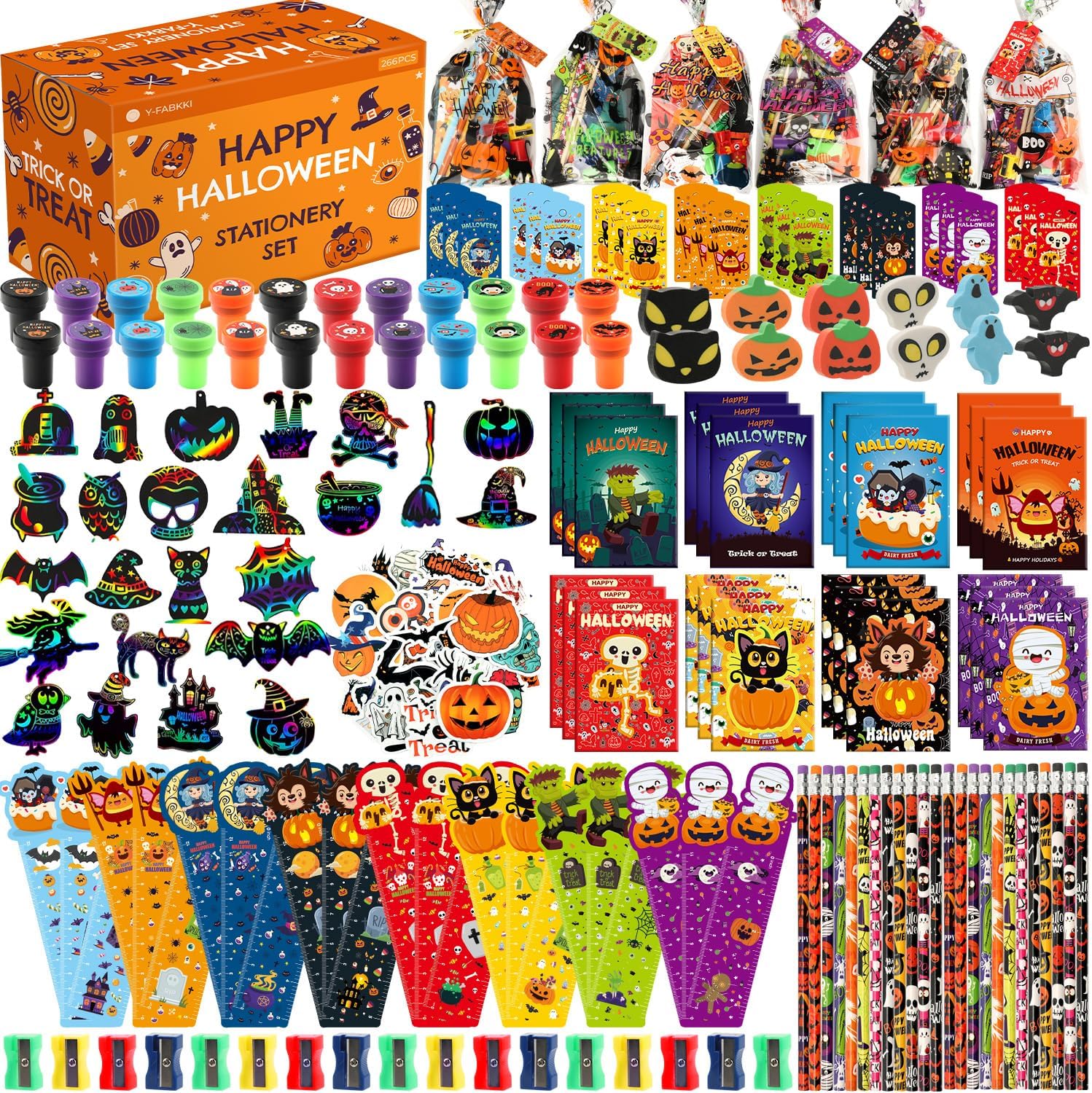 Amazon.com: 266Pcs 24 Pack Halloween Assorted Stationery Set, Trick or ...