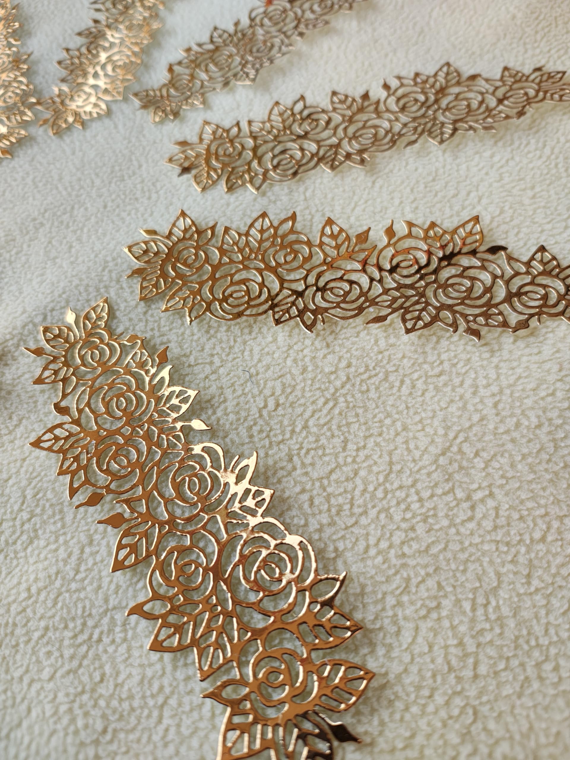 Gold Paper Lace Wedding Moulded Rice Paper And Wafer Paper Lace On