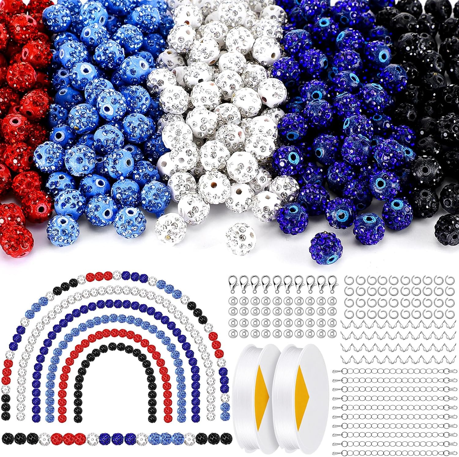 Amazon.com: Ferreve 590 Pcs Rhinestone Beads for Baseball Necklace ...