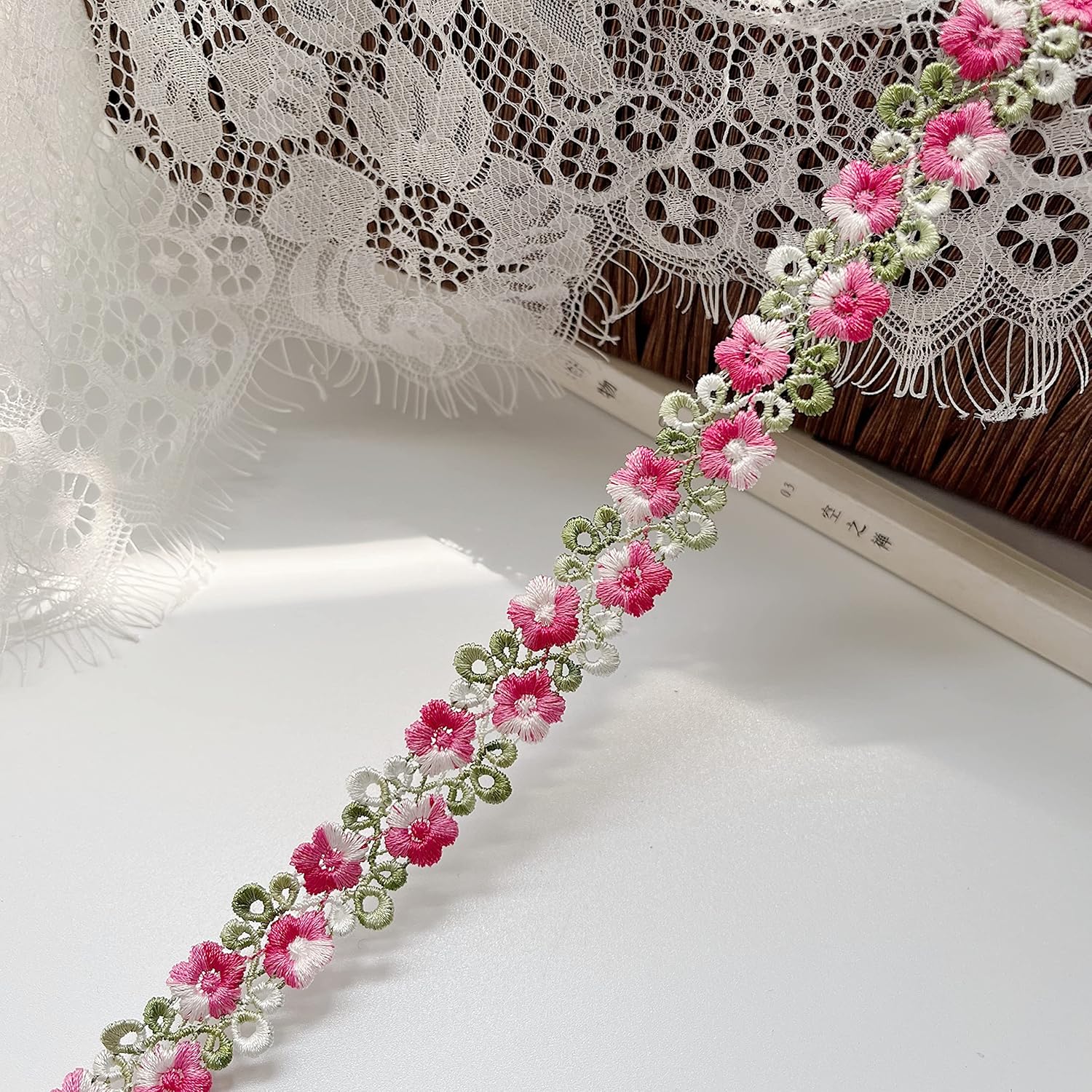 Amazon.com: Floral Lace Trim Rainbow Flower Ribbon Trim Decoration ...