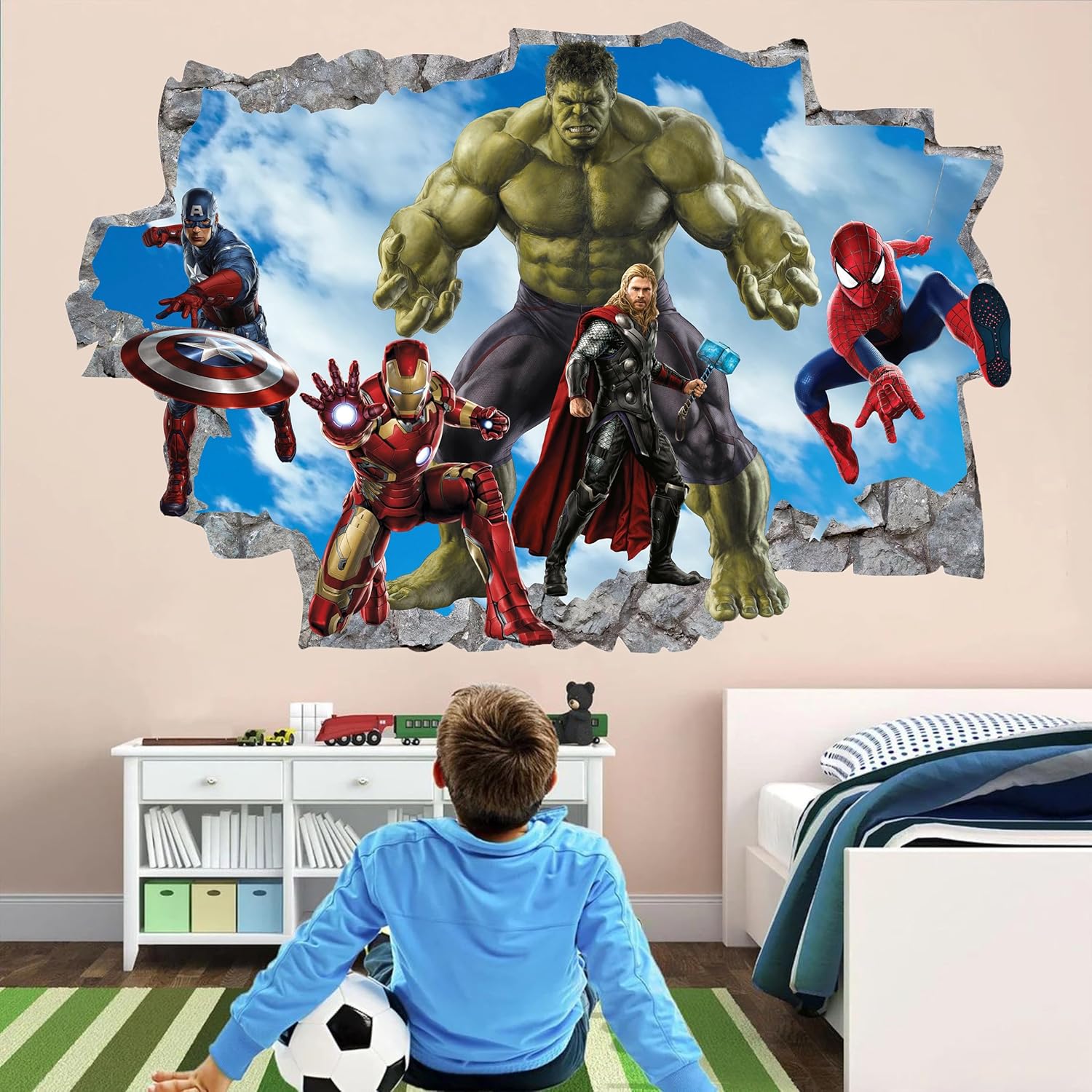 Amazon.com: Wthh Superhero Wall Decal for Kids - Superhero Wall Decor ...