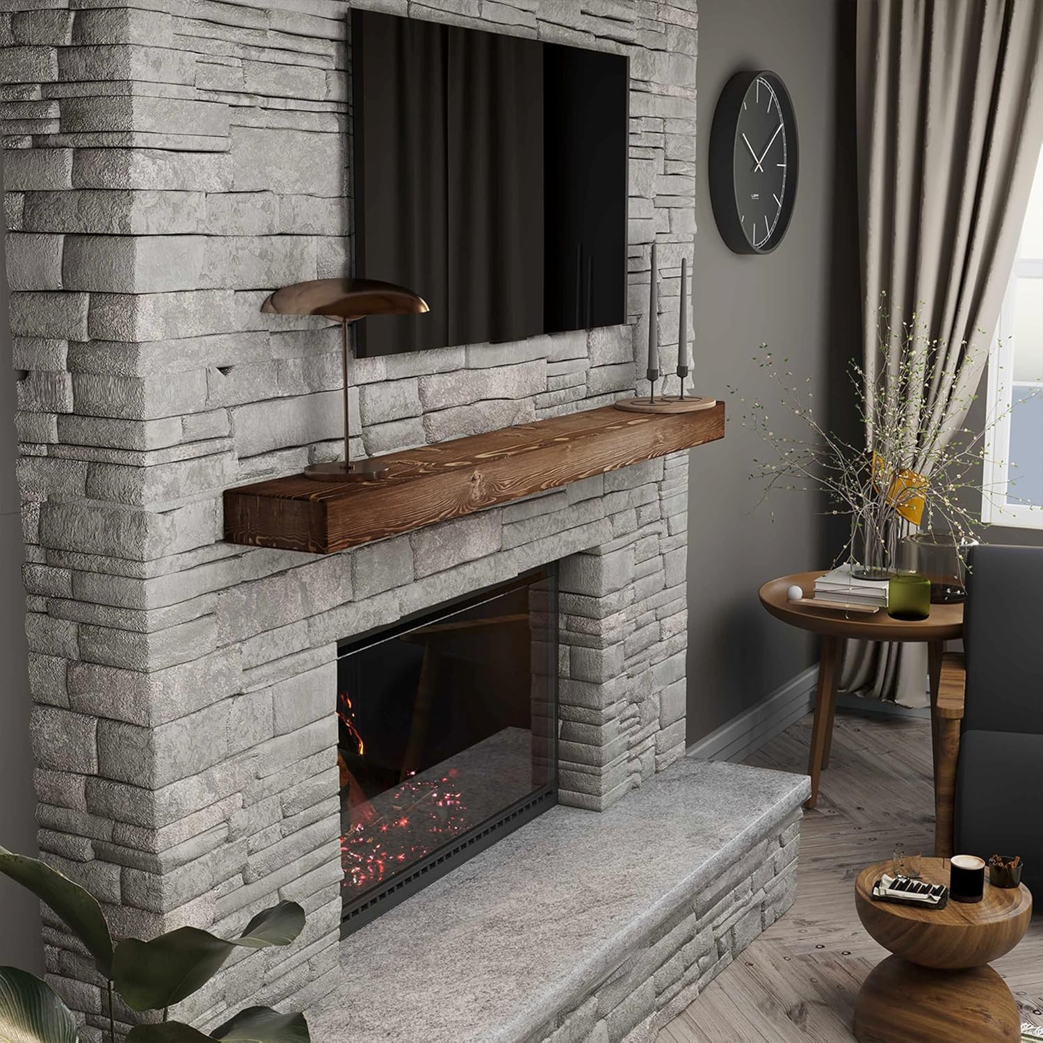 BoscoMondo Solid Wood Fireplace Mantel Shelf, Floating Mantle for ...