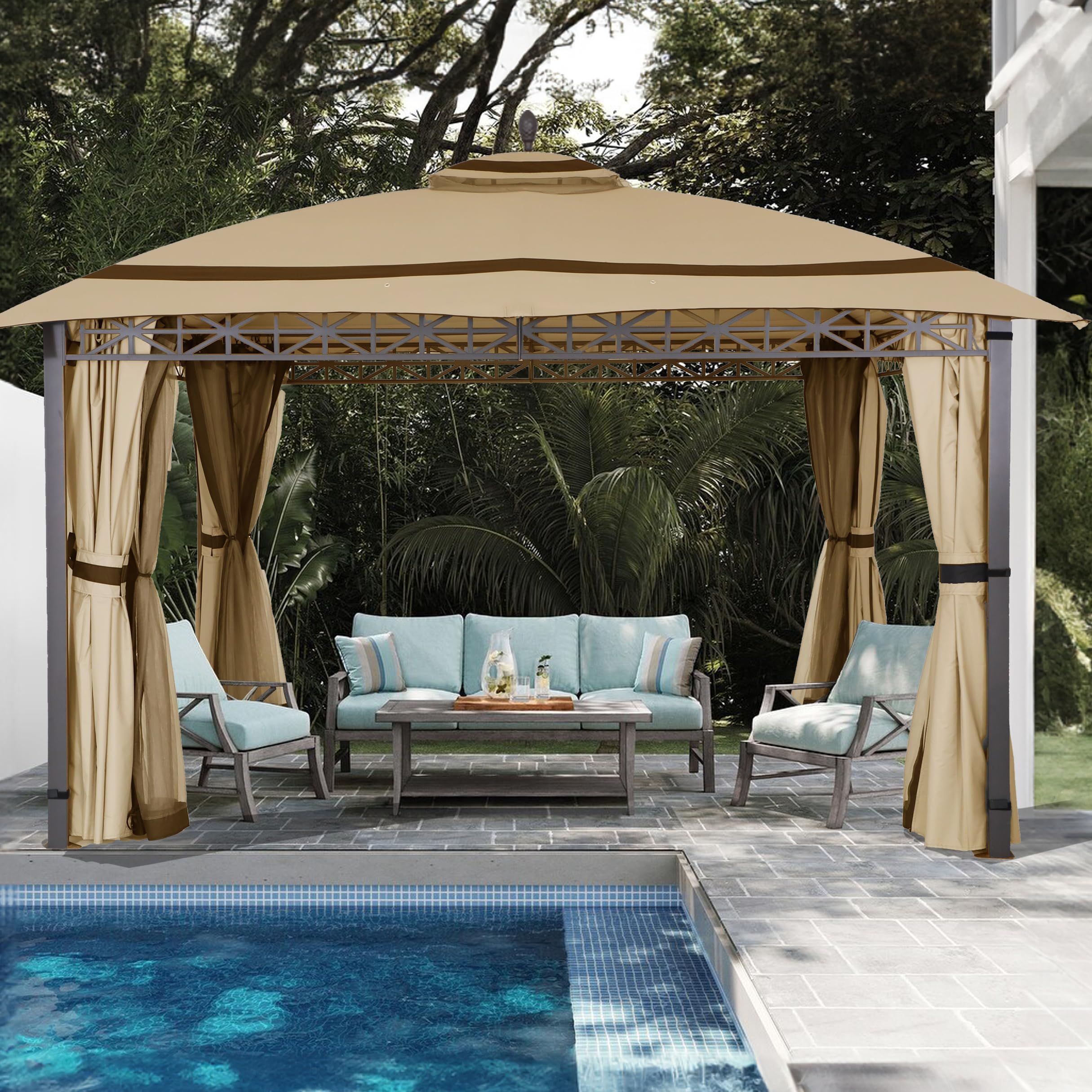 CHARMELEON 11x13 Gazebo for Patio, Gazebo with Curtains & Netting ...