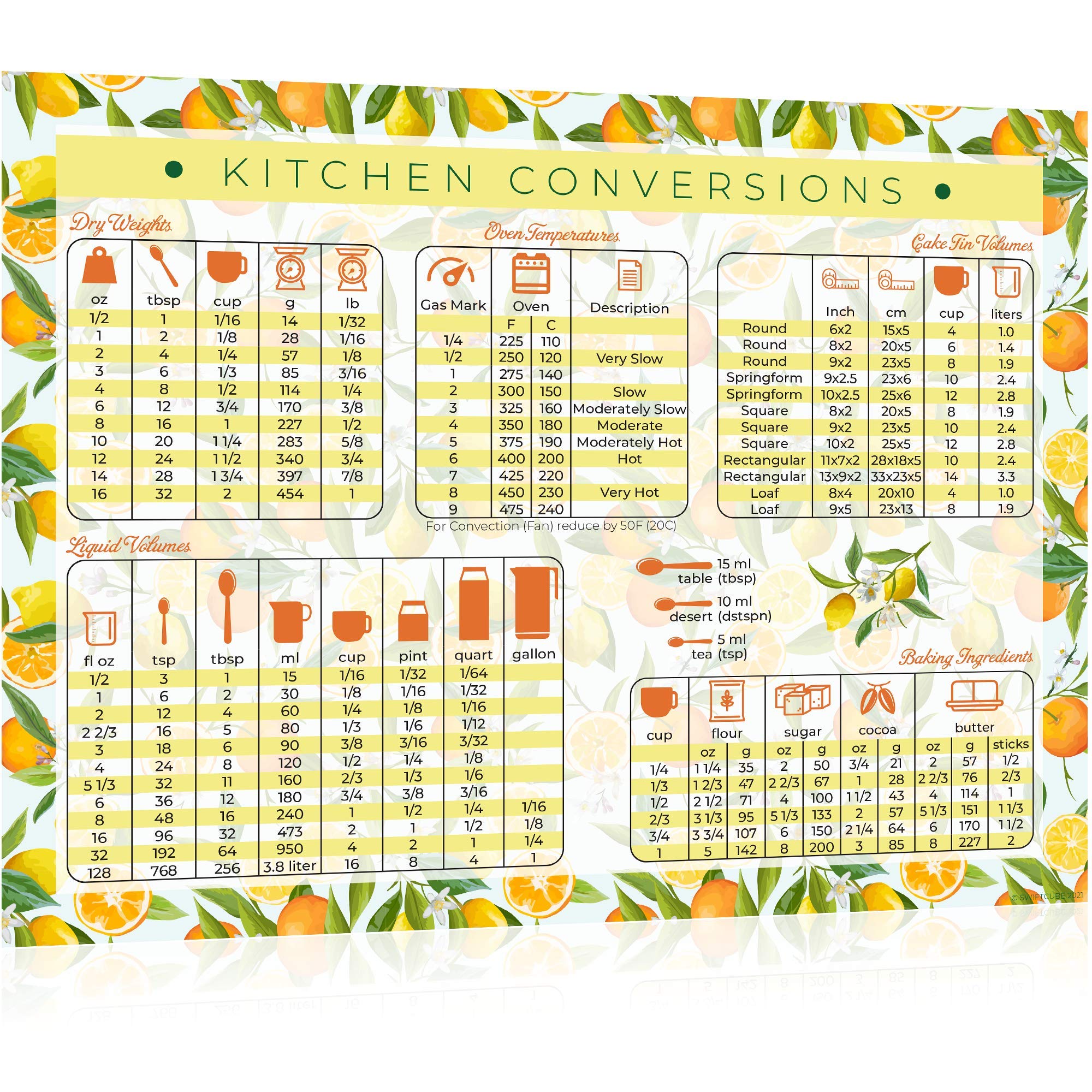 Buy Kitchen Conversion Chart Magnet, Extra Large 11 x 8.5 Letter Size ...