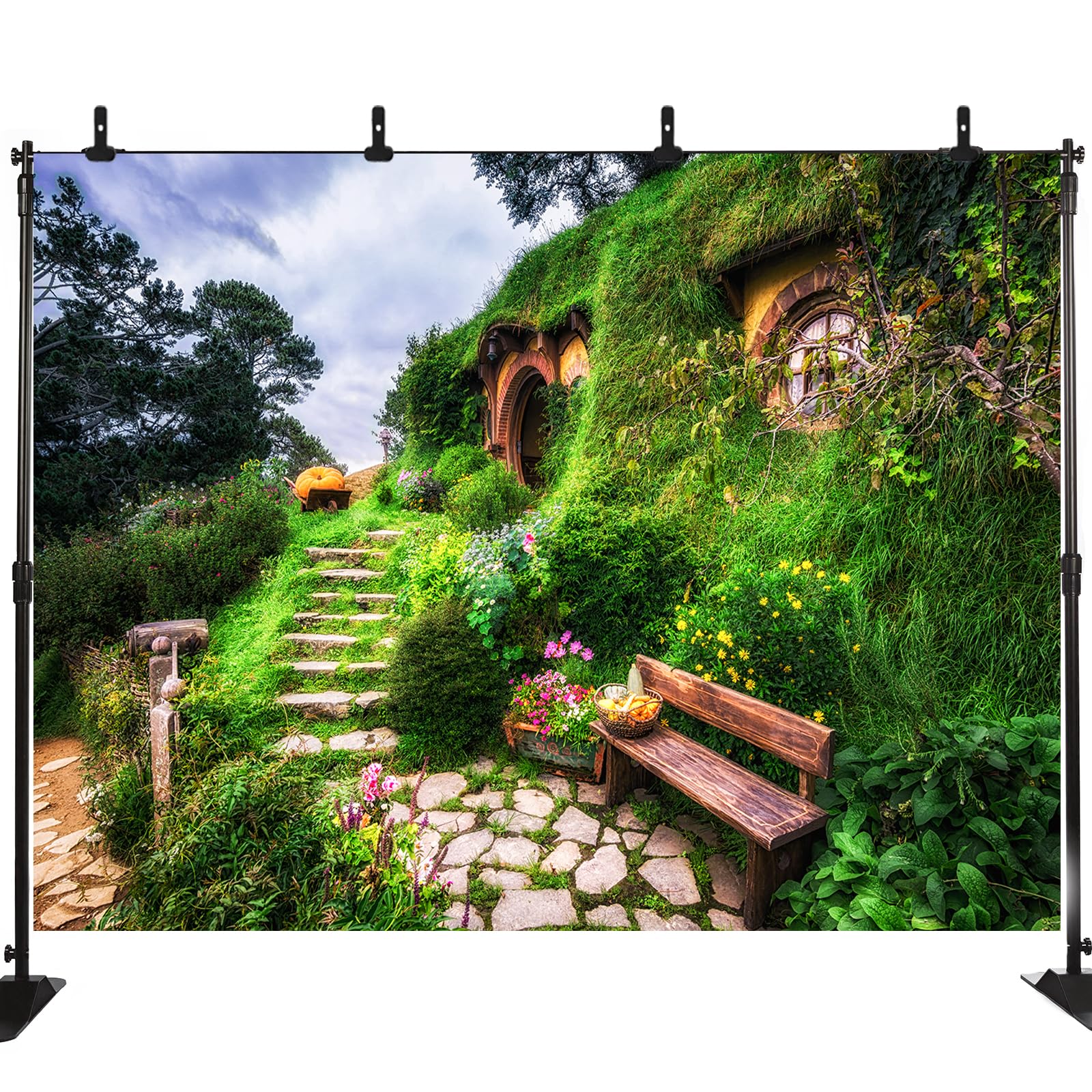 Amazon.com : Hobbit Cave Backdrop for Photography Fantasy Rural Green ...