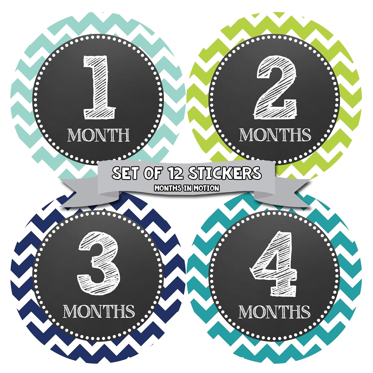 Amazon.com: Months In Motion Baby Monthly Stickers - Baby Milestone ...