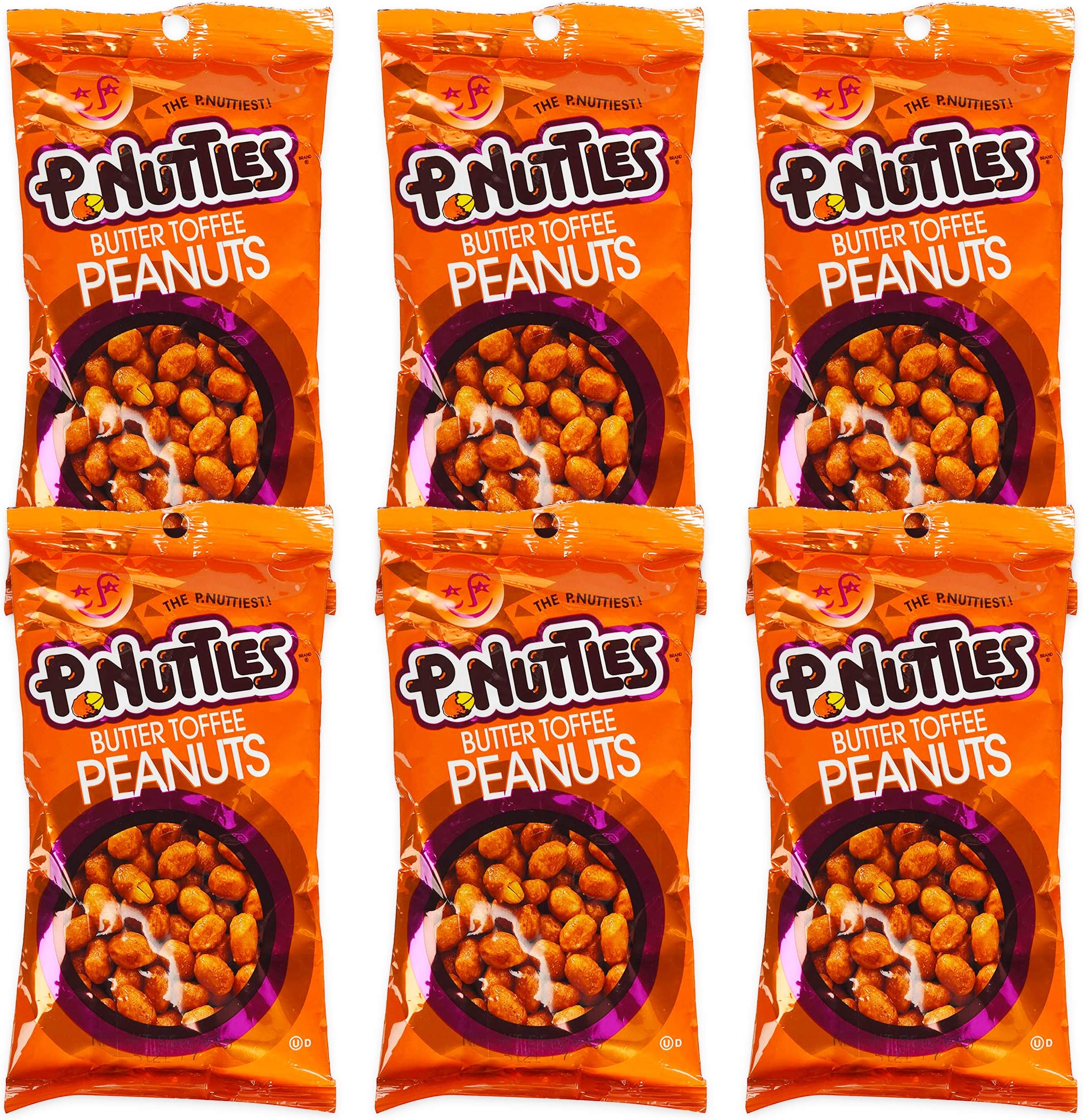 Amazon.com : P-Nuttles Butter Toffee Peanuts Variety Pack of 6 Candied ...