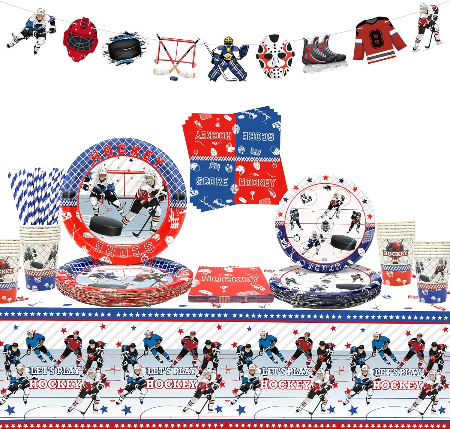 Hockey Party Supplies Kit, Ice Hockey Birthday Party Decorations Sports ...