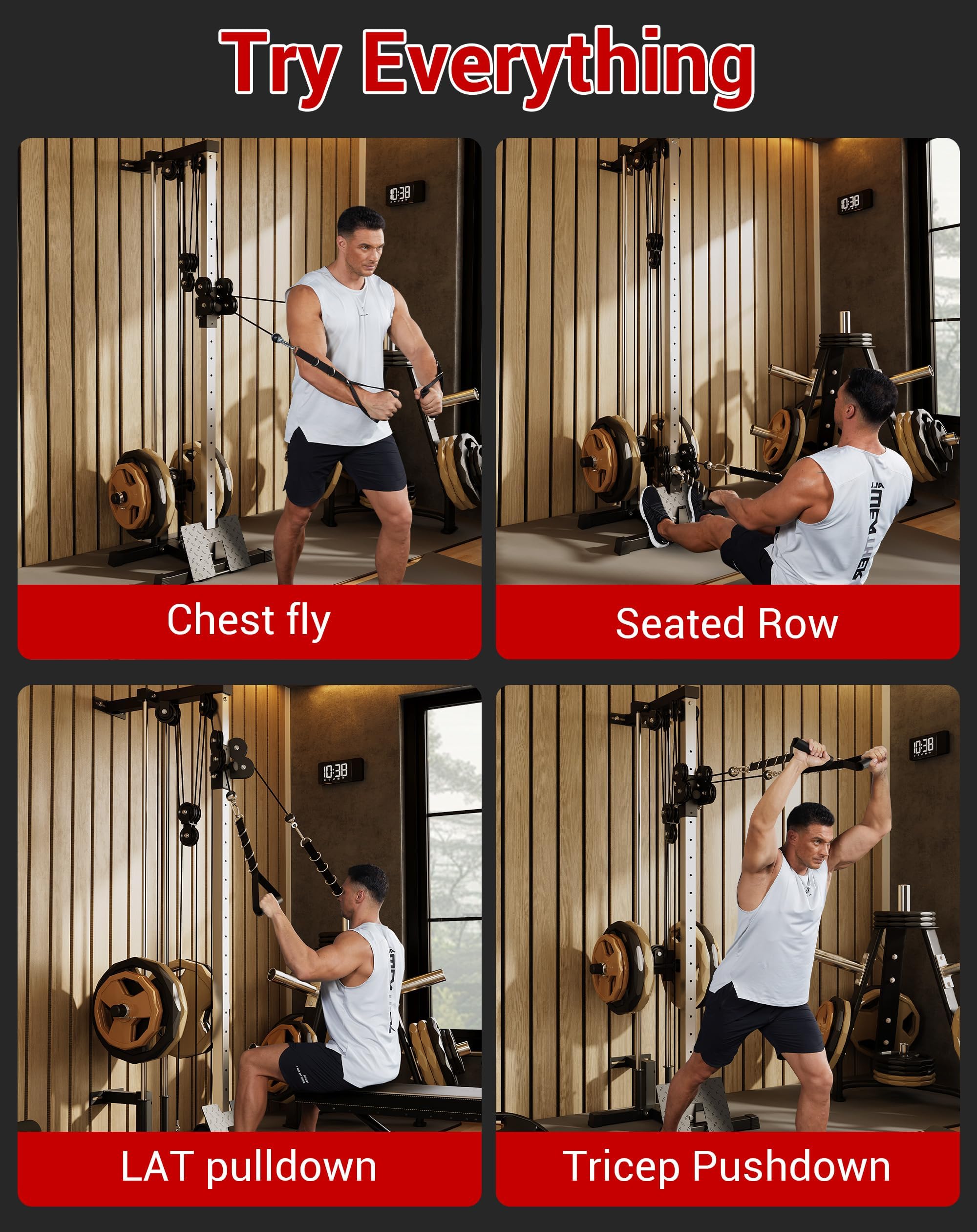 Snapklik.com : Wall Mount Cable Station Dual Pulley Cable Crossover Machine