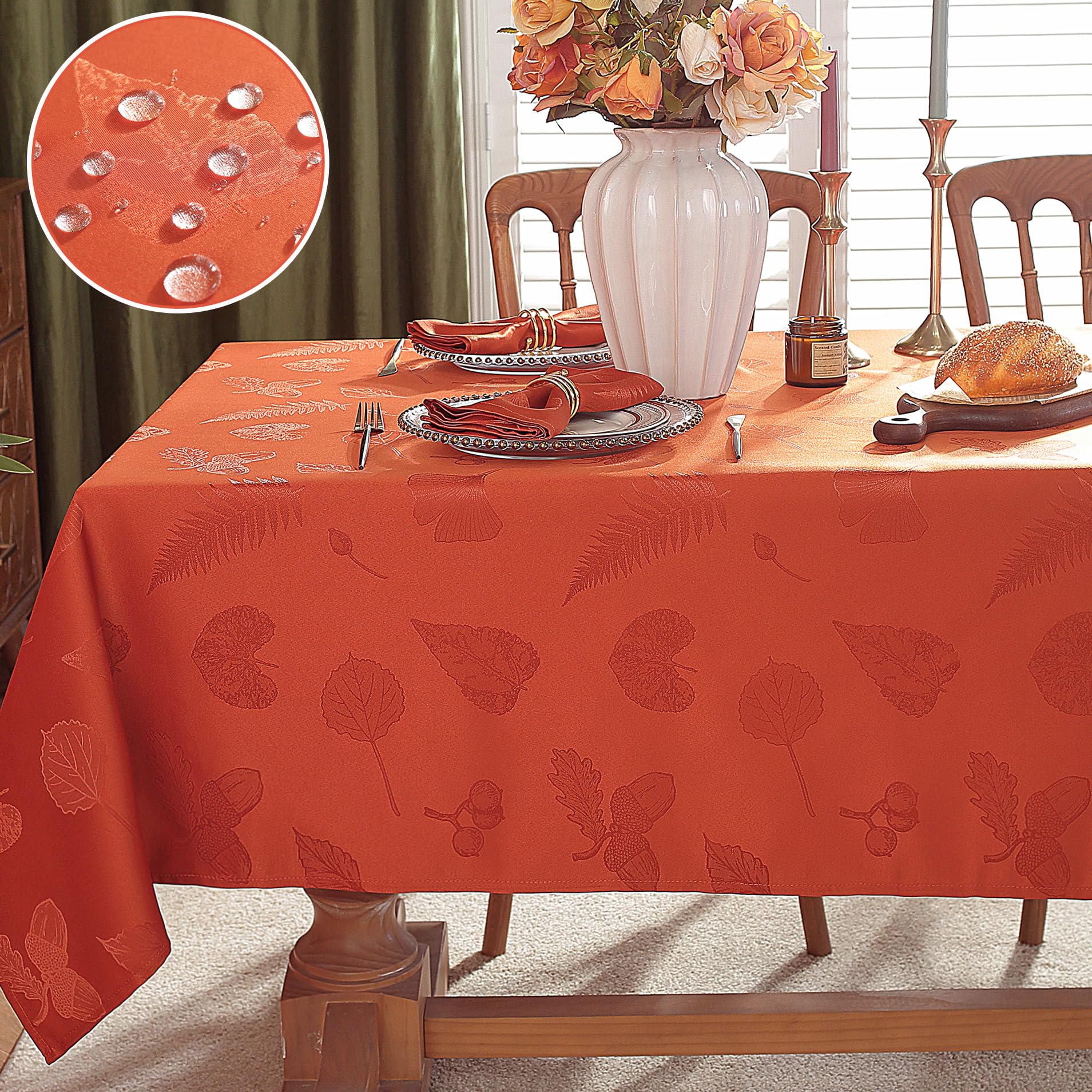 Amazon.com: SASTYBALE Fall Tablecloth for Rectangle Tables, Jacquard ...