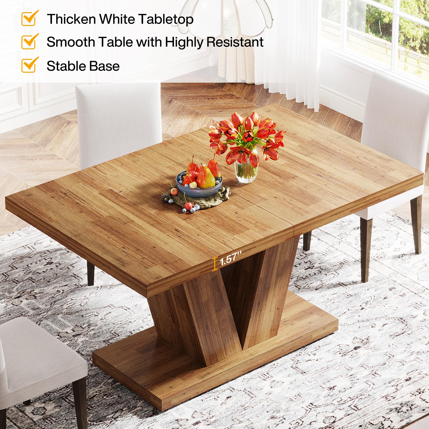 Tribesigns 47-Inch Dining Table for 4, Walnut Brown Kitchen Dinner ...