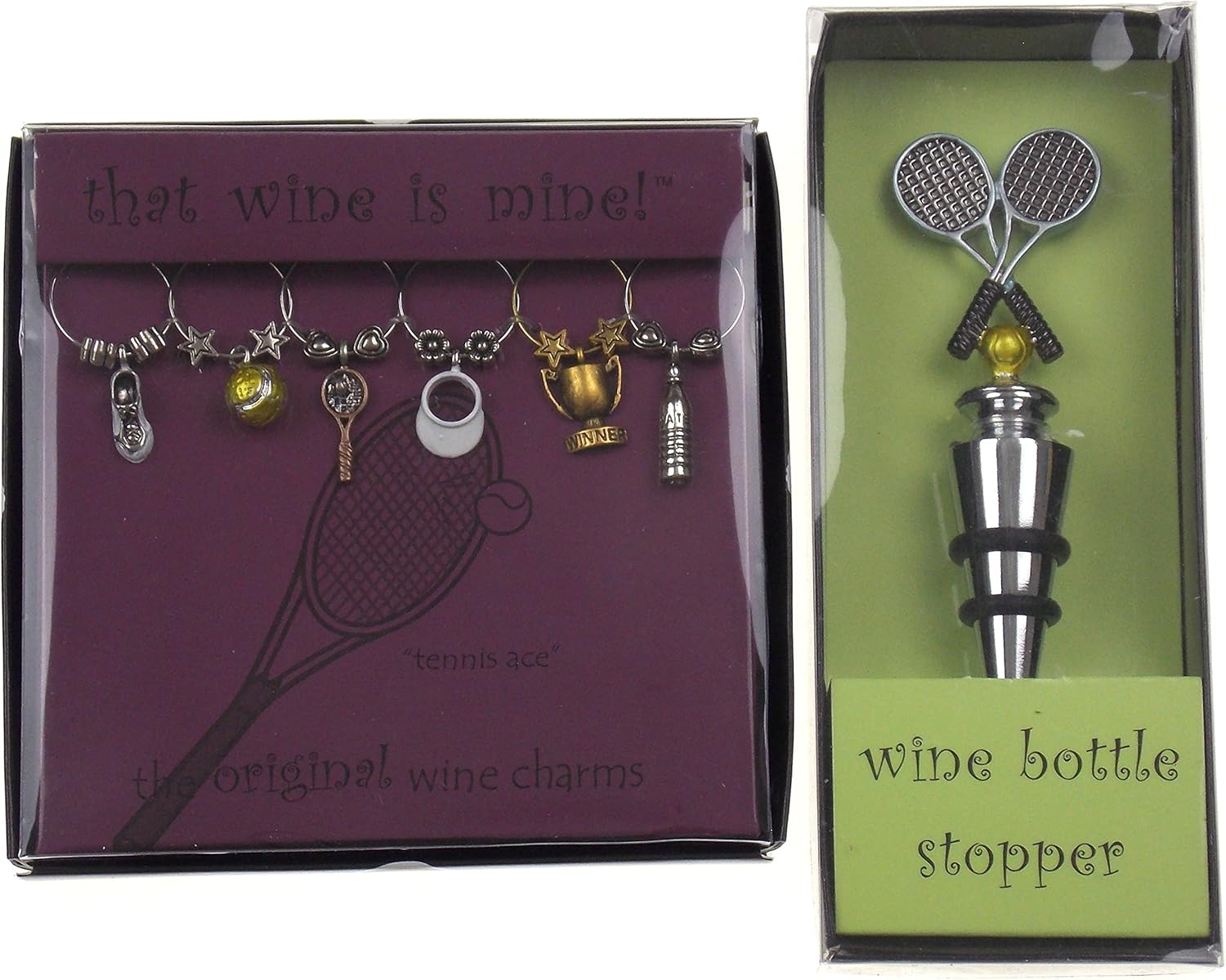 Amazon.com: Tennis Ace Wine Charms & Tennis Racket Bottle Stopper ...