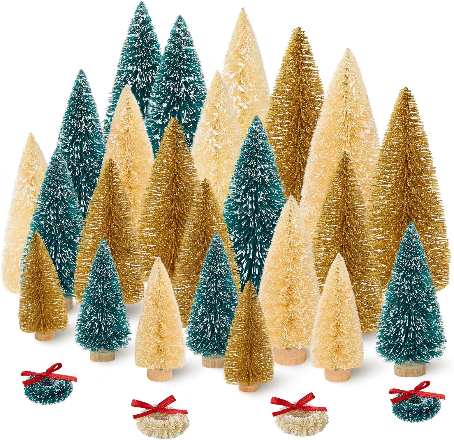 KUUQA 48Pcs Mini Christmas Trees Bottle Brush Trees Tabletop Model ...