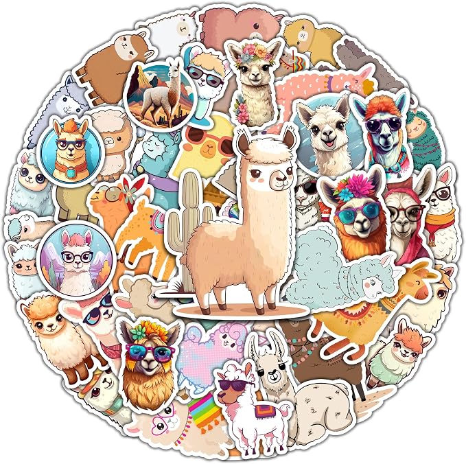 Amazon.com: BIGZORO 50 Pcs Funny Llama Stickers Waterproof Decals Vinyl ...