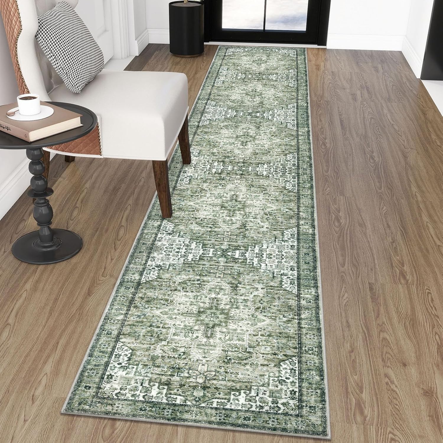 Amazon.com: SIILOOM 2x12 Sage Green Runner for Hallways, Non-Slip ...