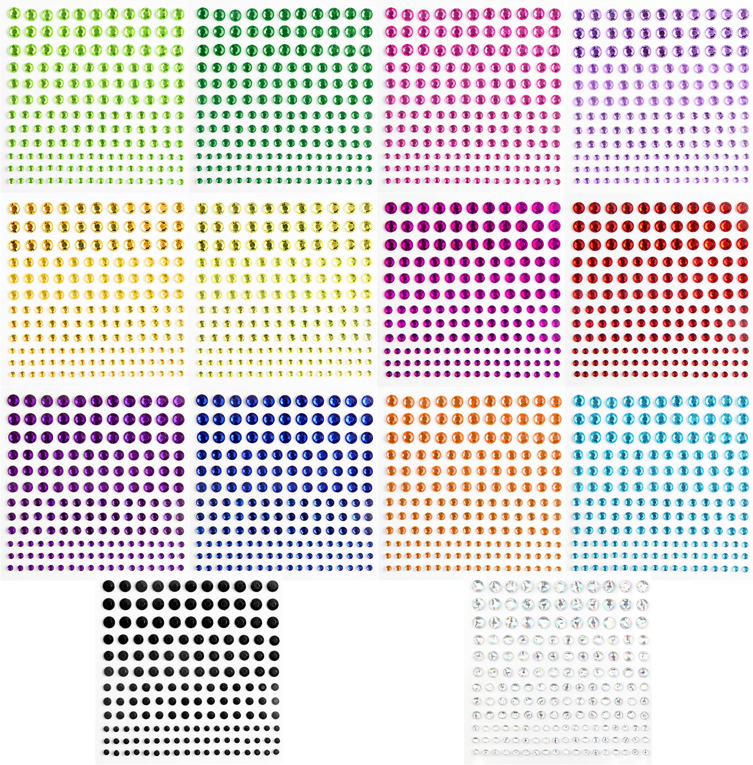 Amazon.com: Elandy 1Sheet(91PCS) 4 Different Sizes Self-Adhesive Craft ...