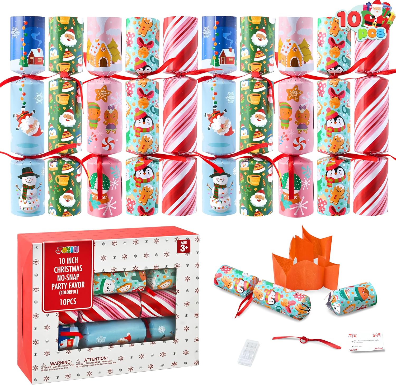 JOYIN 10 Pack Christmas Party Table Favor, No Snap Party Table Favor ...
