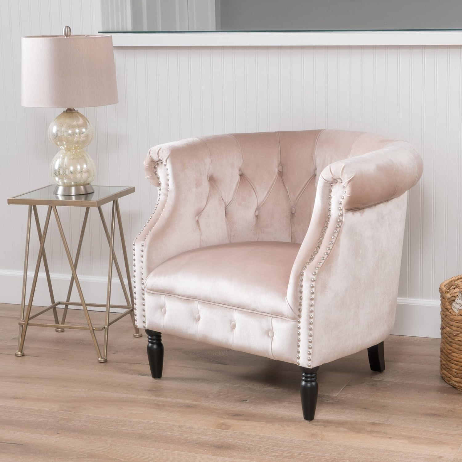 Amazon.com: Christopher Knight Home Akira Arm Chair Velvet Club Chair ...