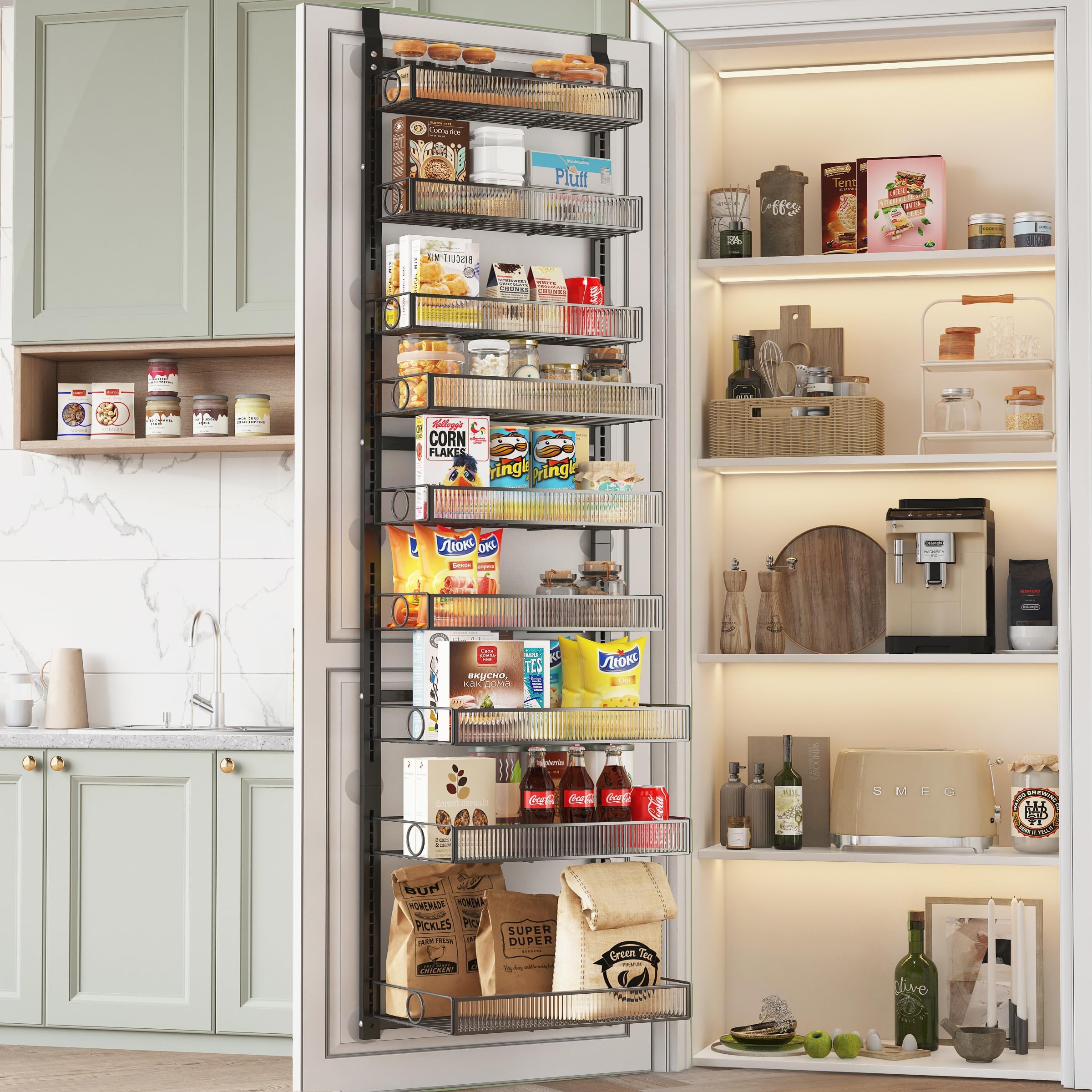 Amazon.com: TIMEBAL 10-Tier Over the Door Pantry Organizer Rack, Iron ...