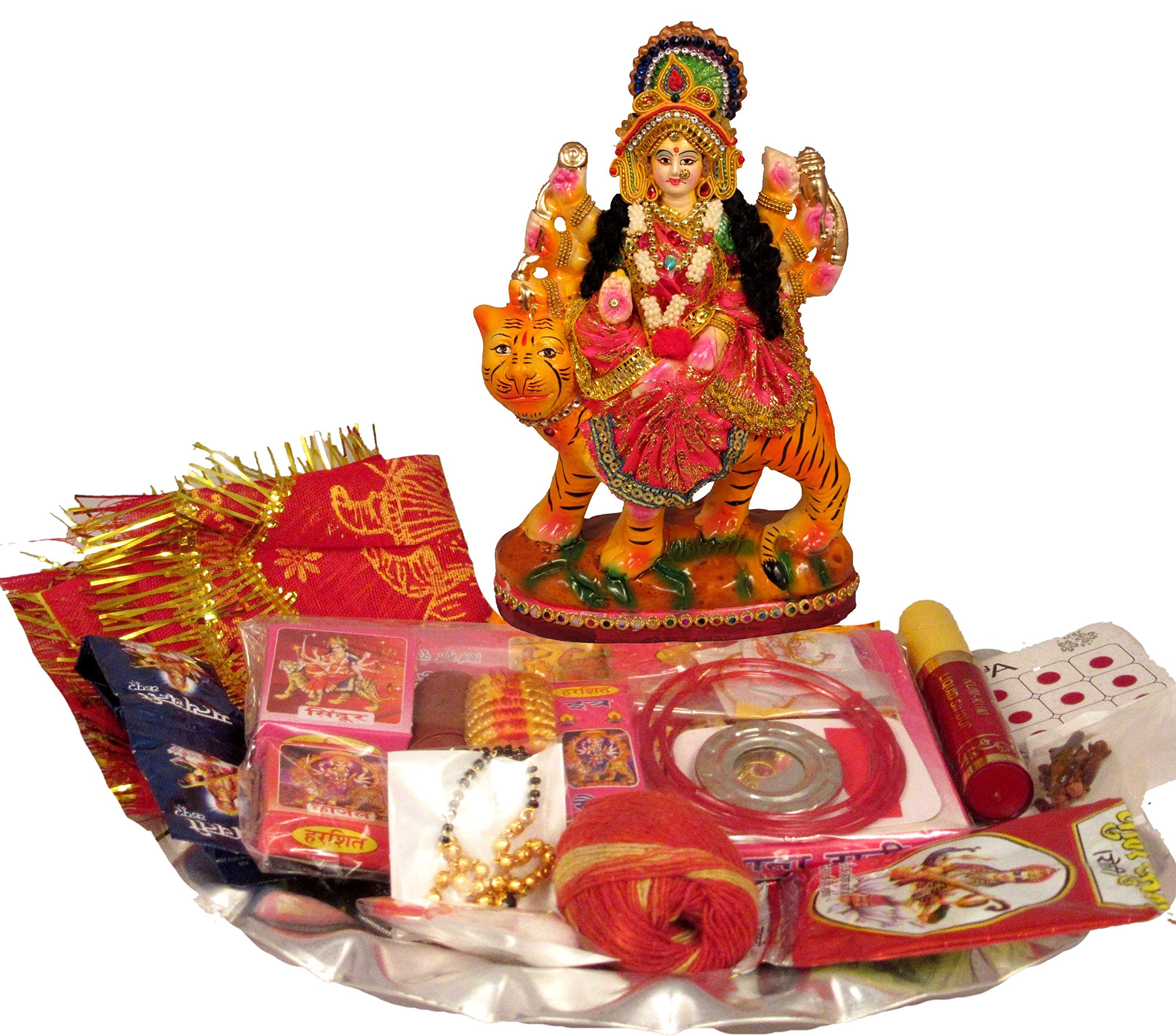 Buy Suninow Navratri Pooja Kit - with Clay Durga maa murti (10.5 x 7 ...